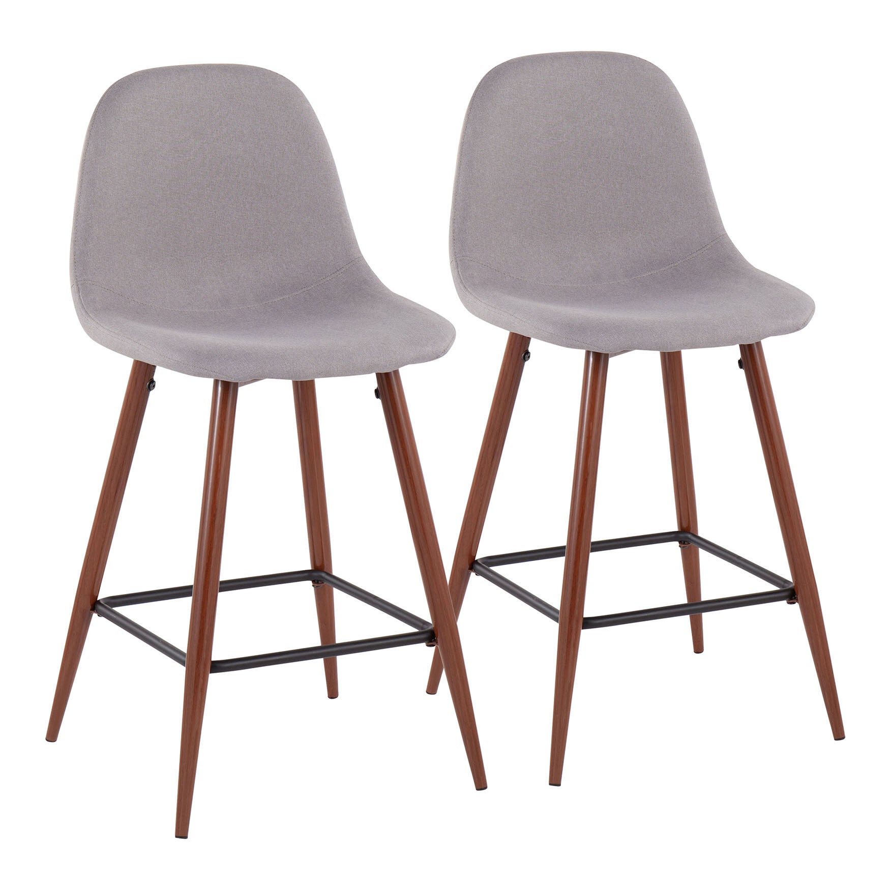 Simple Pebble Counter Stool- Set Of 2, Walnut Light Gray | Brylane Home