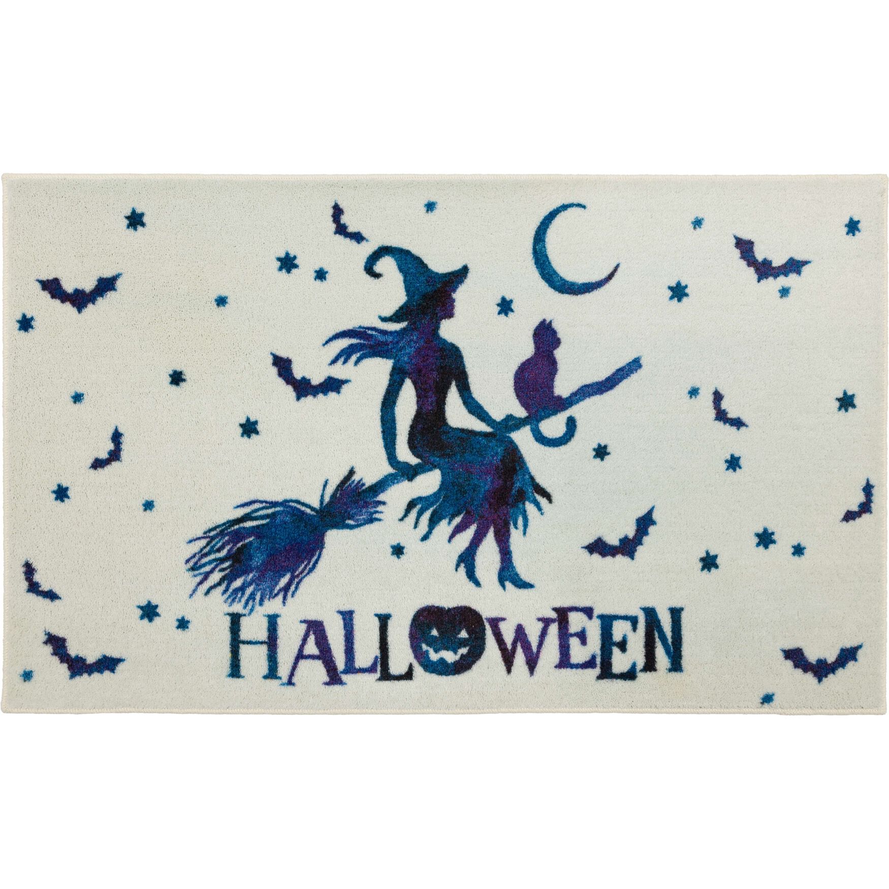 Seasonal Flying Witch Natural Kitchen Rug, 4495753 | Brylane Home