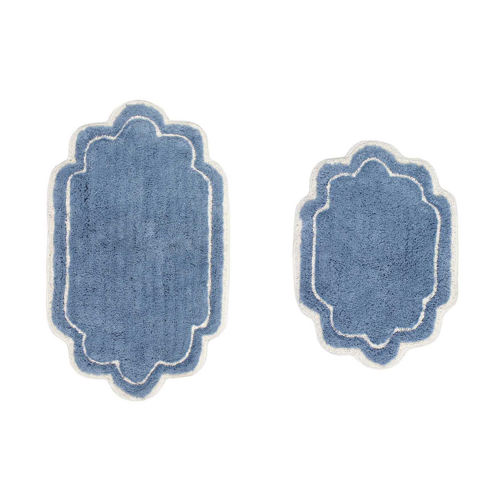 Simple Allure 2 Piece Set Bath Rug Collection, Blue | Brylane Home