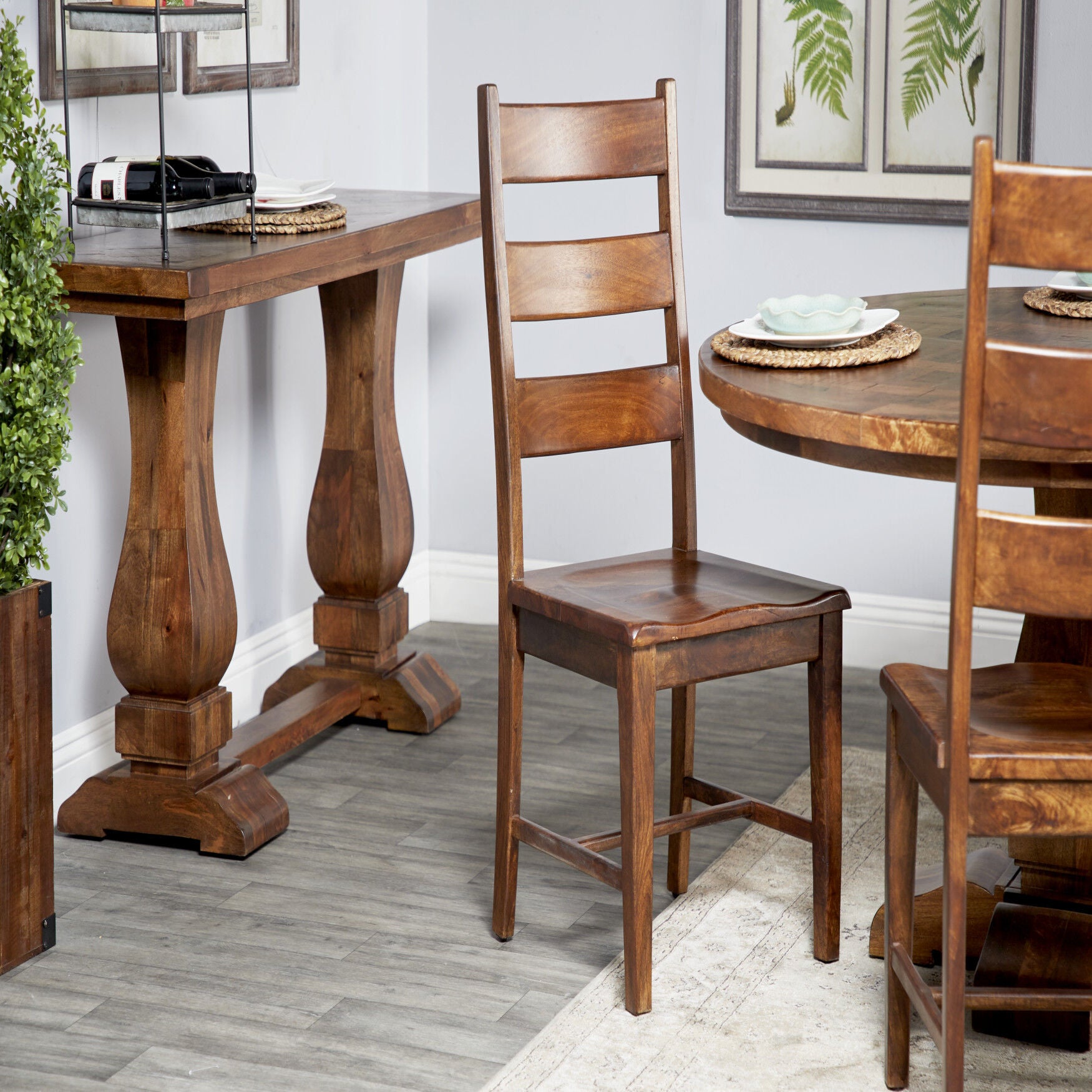 Rustic Brown Mango Wood Rustic Set Of 2 Dining Chairs Dining Chair ...