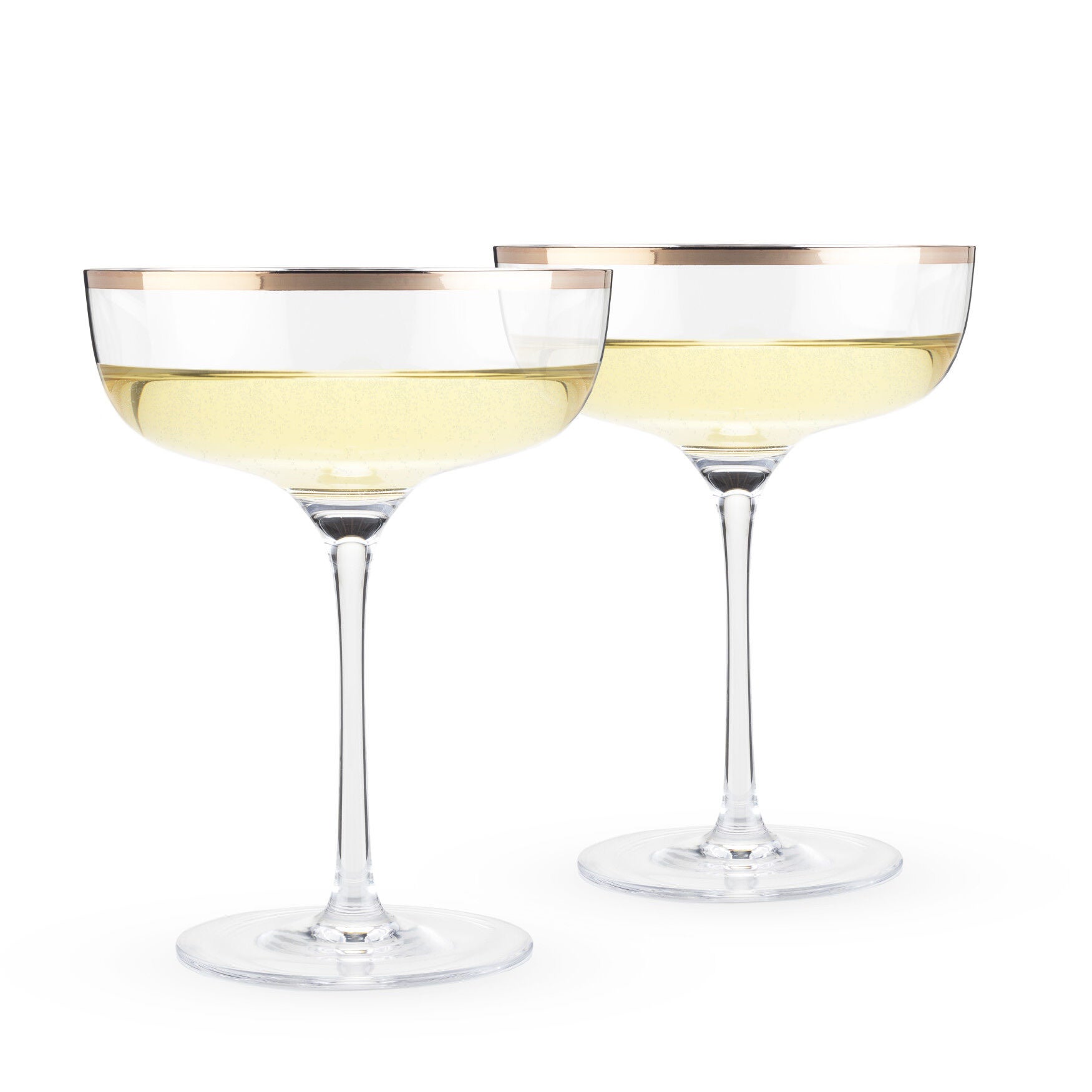 Traditional Copper Rim Crystal Coupe Set, Clear | Brylane Home