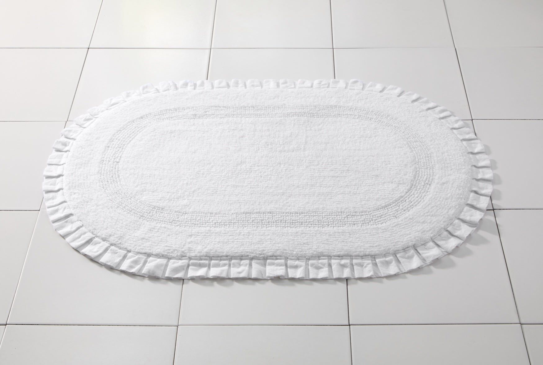 Oval Ruffle Bath Rug | Brylane Home