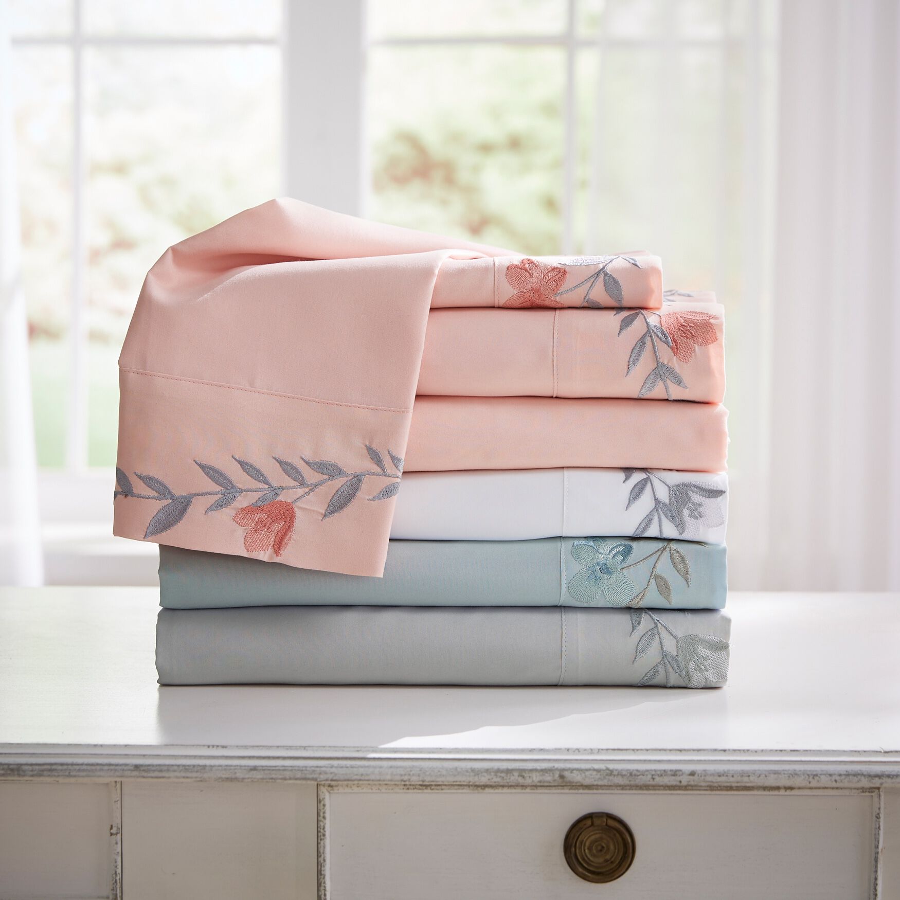 Simple Embroidered Microfiber Sheet Set | Brylane Home
