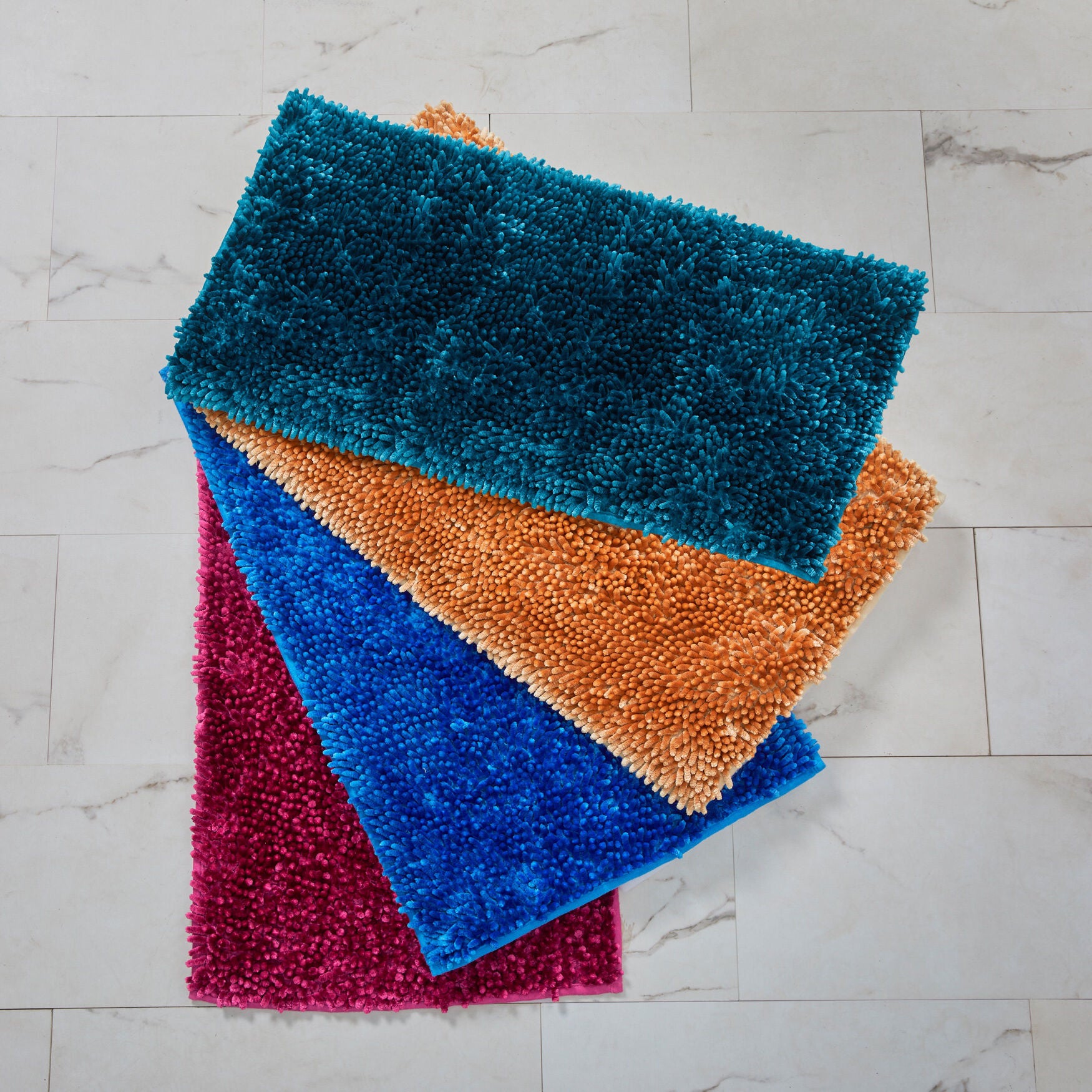 Simple Butter Chenille Bath Rug, Peacock | Brylane Home