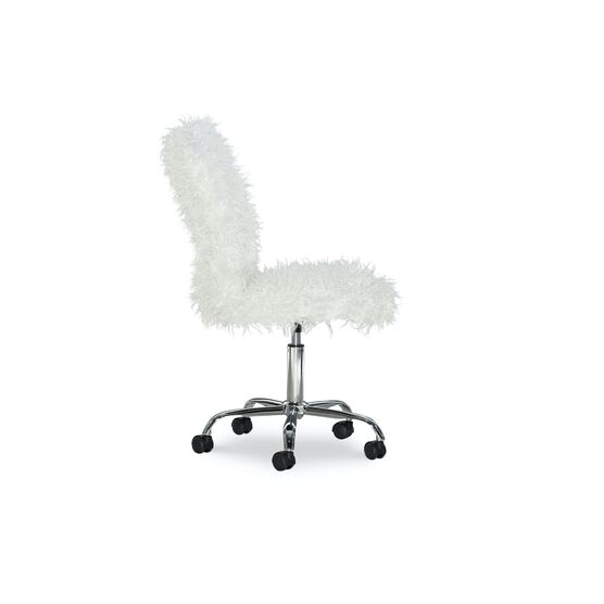 Fulton Faux Flokati Office Chair White | Brylane Home