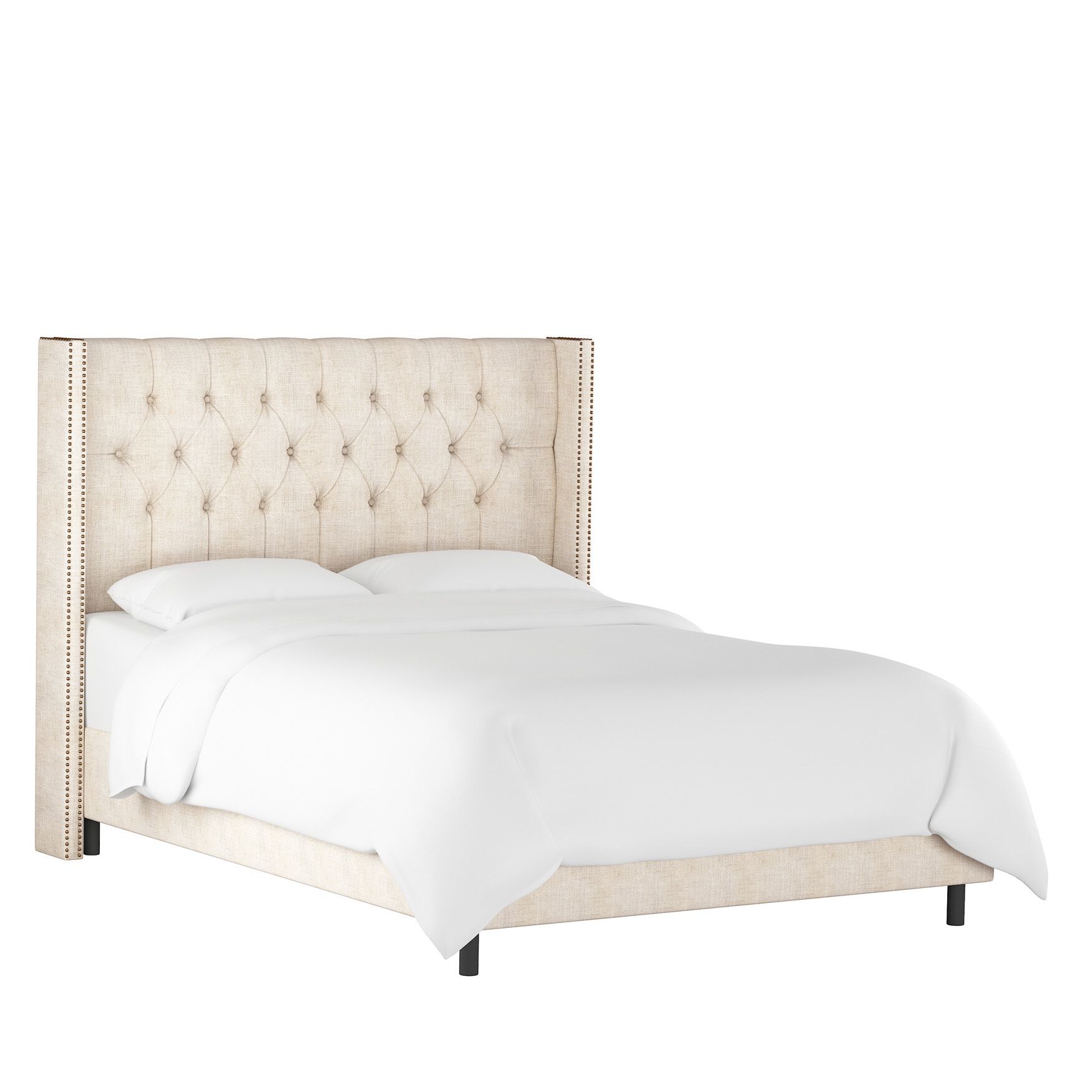 Linen Tufted Wingback Bed | Brylane Home
