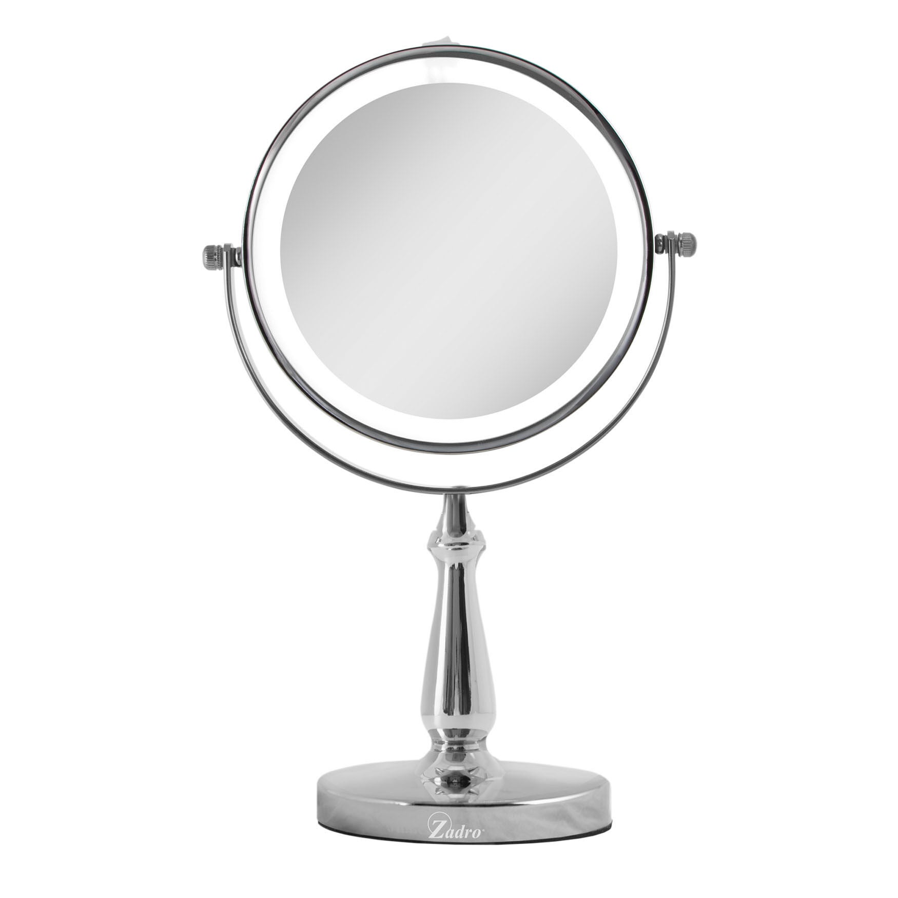 Affordable LED Lighted Dual Sided Vanity Mirror 8X/1X, Chrome | Brylane ...
