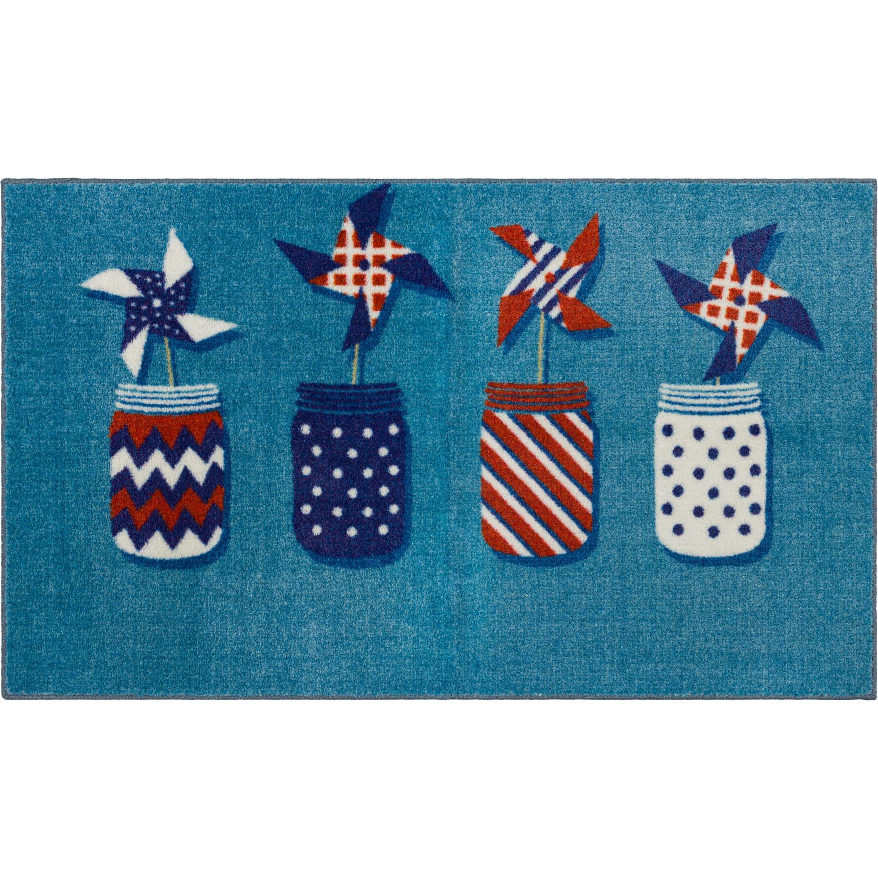 Seasonal Pinwheels Blue Kitchen Rug, 4495550 | Brylane Home