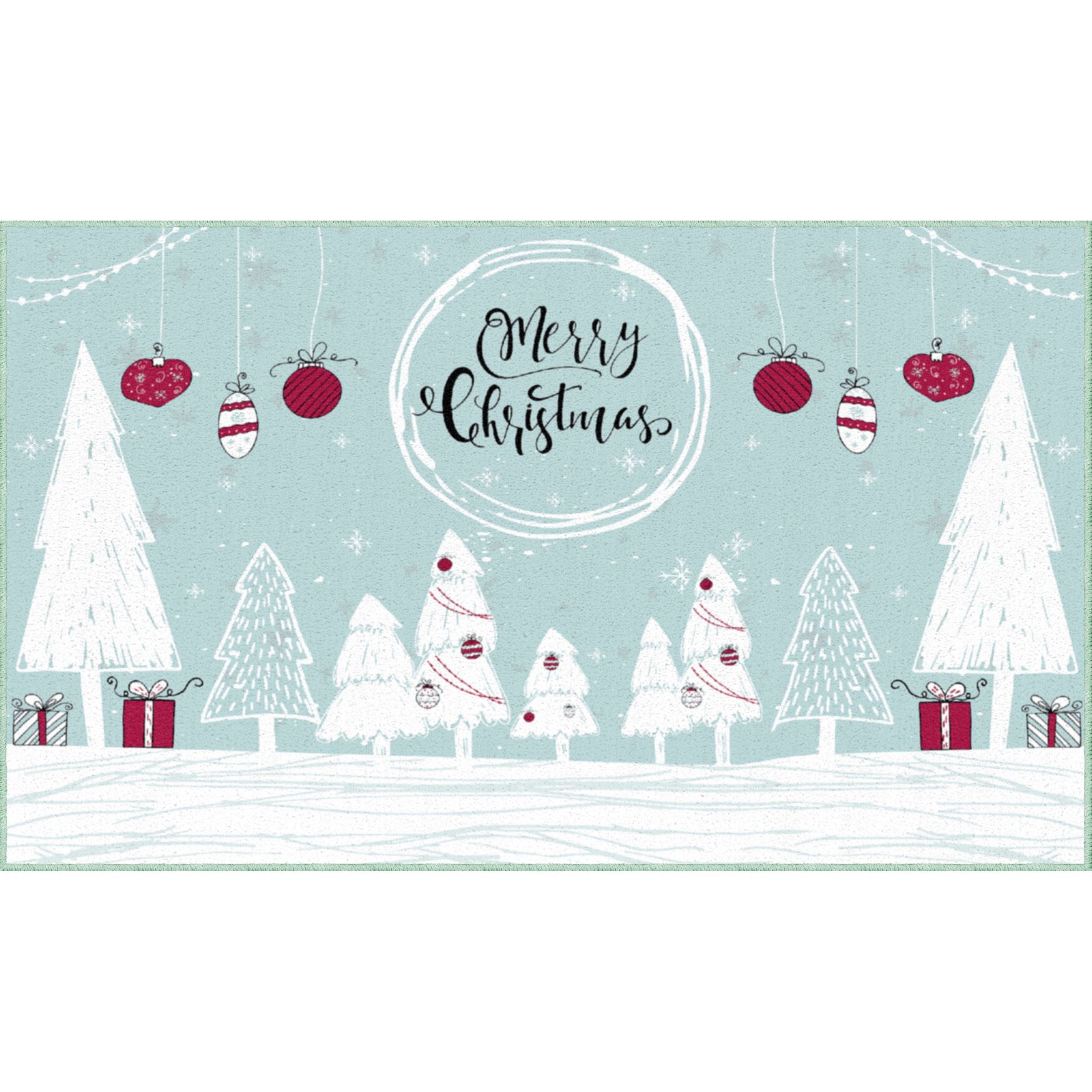 Seasonal Merry Forest Light Blue Kitchen Rug, 4496068 | Brylane Home