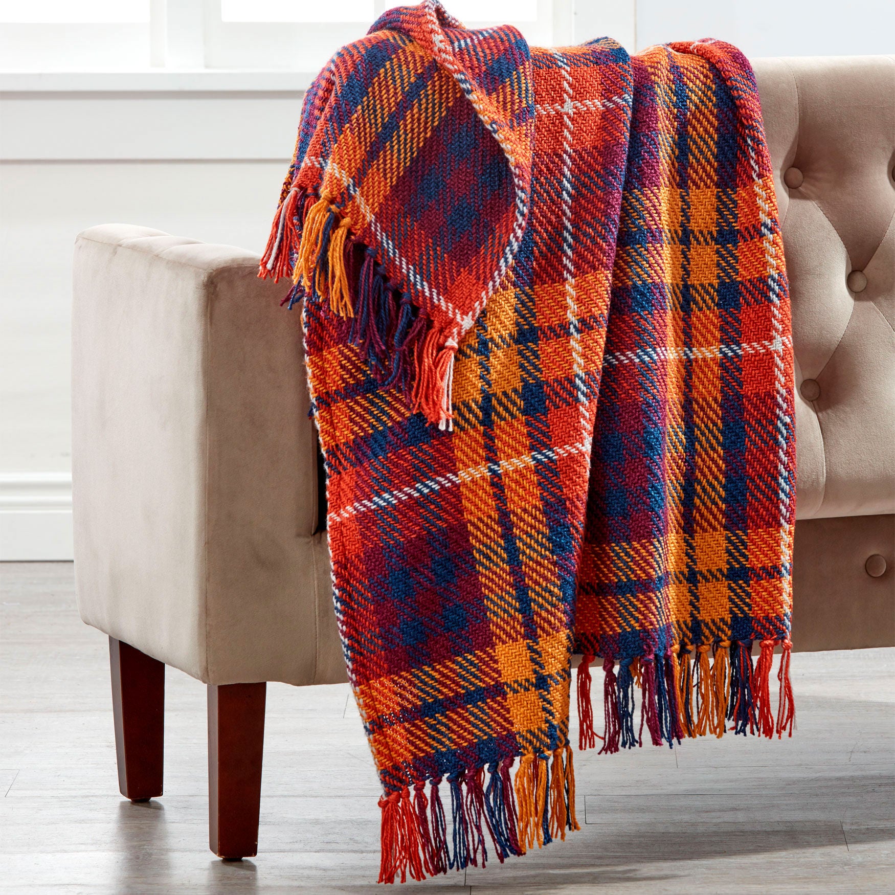 Simple Plaid Tassel Throw | Brylane Home