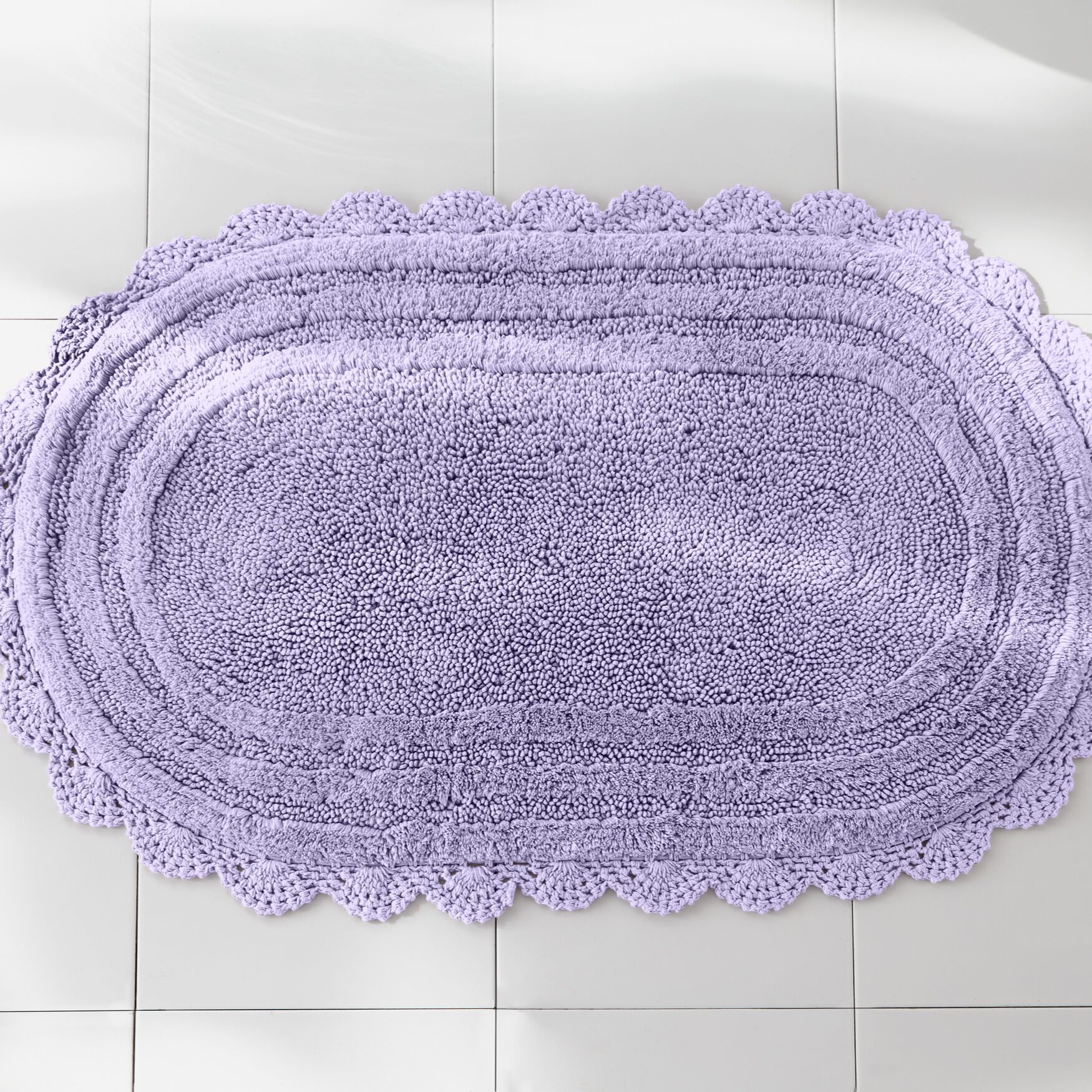 Oval Crochet Bath Rug | Brylane Home