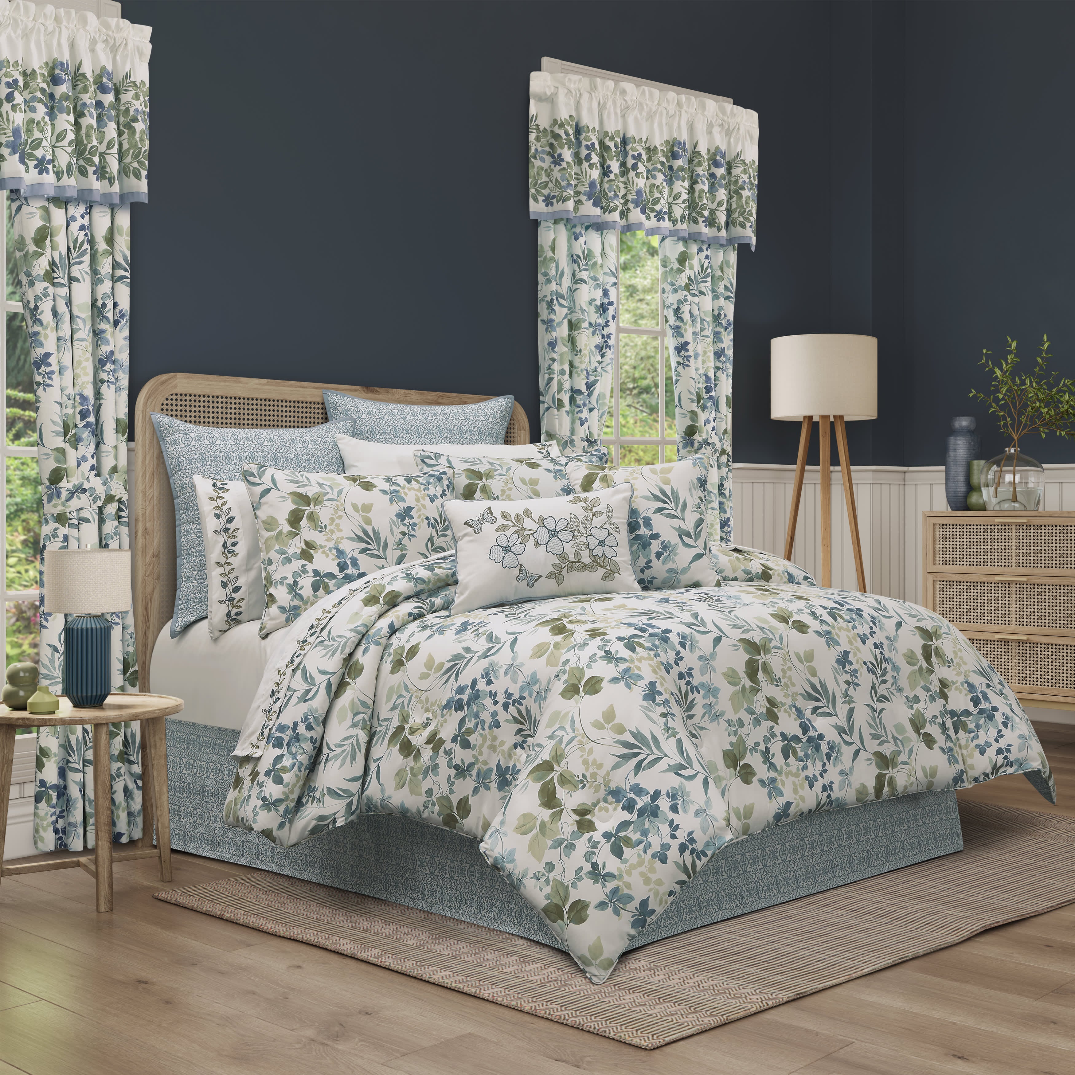 Evergreen Blue 4 Piece Comforter Set | Brylane Home