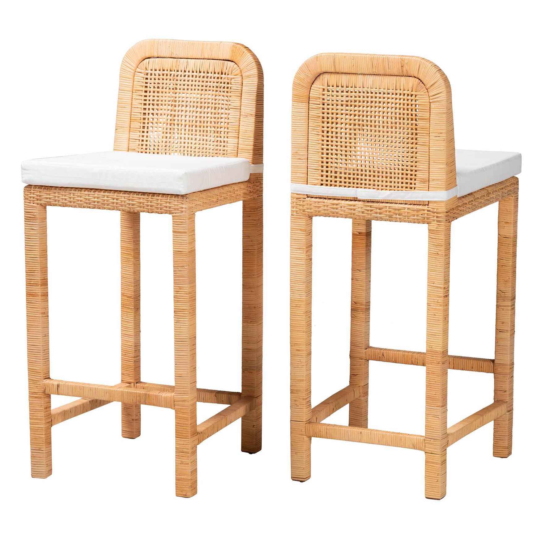 Simple Zariah Modern Bohemian Natural Brown Rattan And Mahogany Wood ...