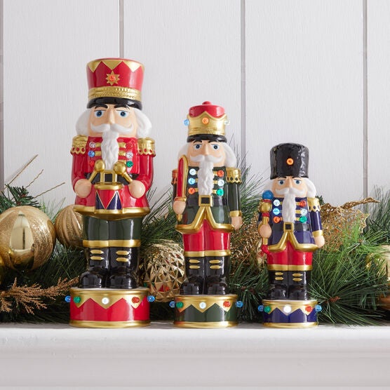 MR. CHRISTMAS PRE-LIT CERAMIC NUTCRACKERS, SET OF 3 | Brylane Home