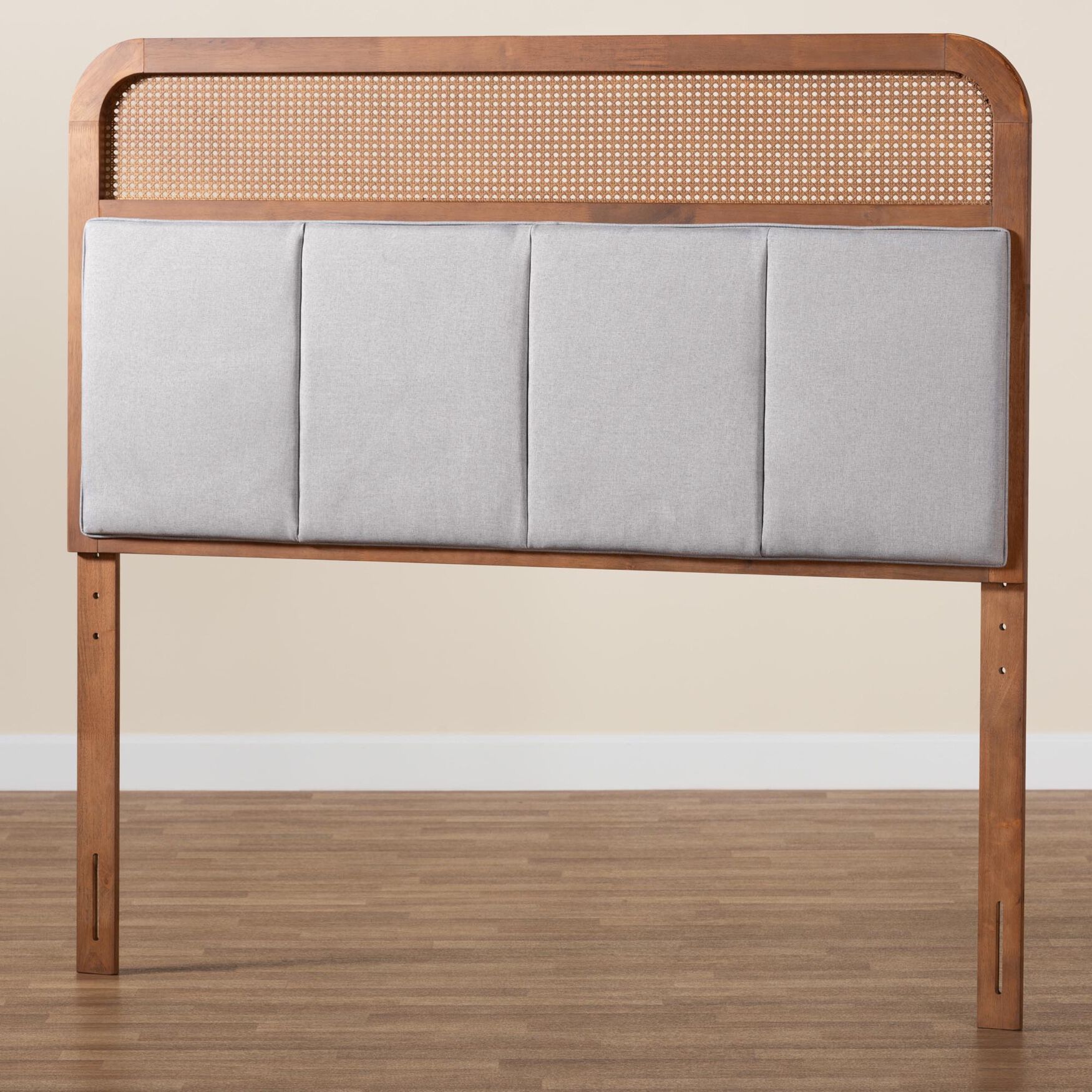 Simple Esti Mid-Century Modern Light Grey Fabric And Ash Walnut ...