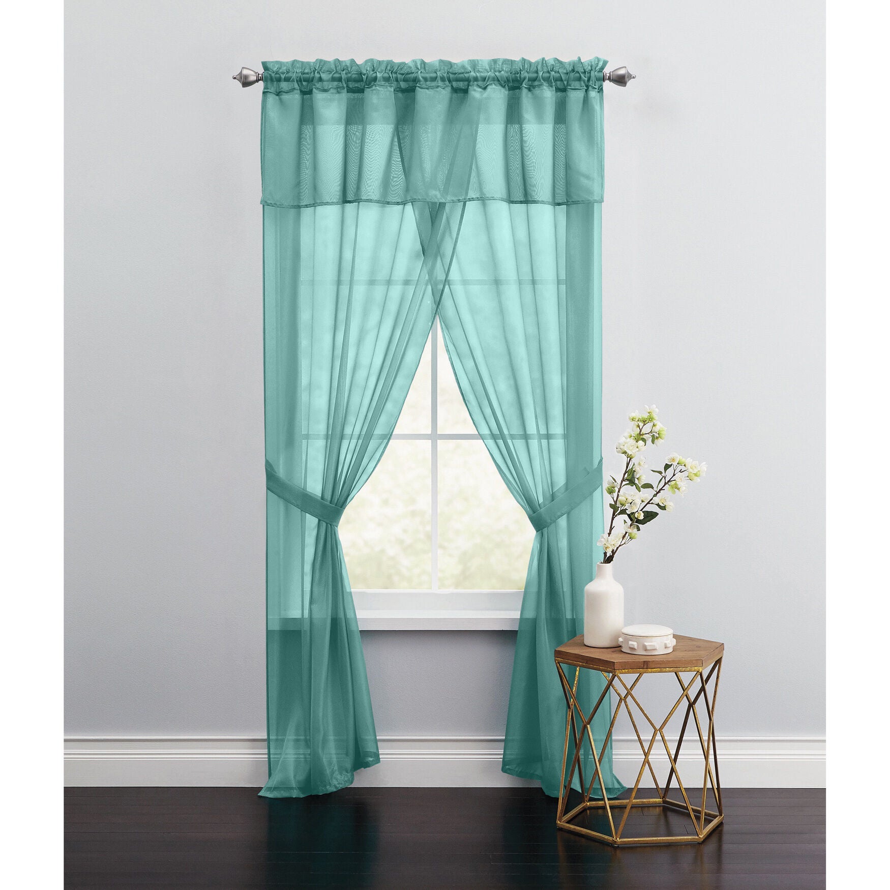 BH Studio Sheer Voile 5-Pc. One-Rod Curtain Set | Brylane Home