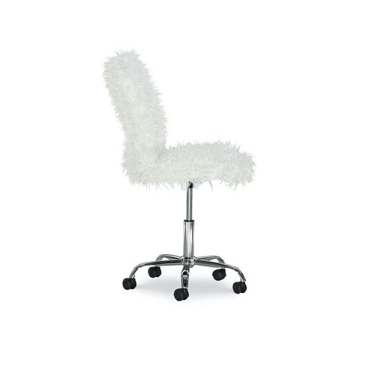 Fulton Faux Flokati Office Chair White | Brylane Home