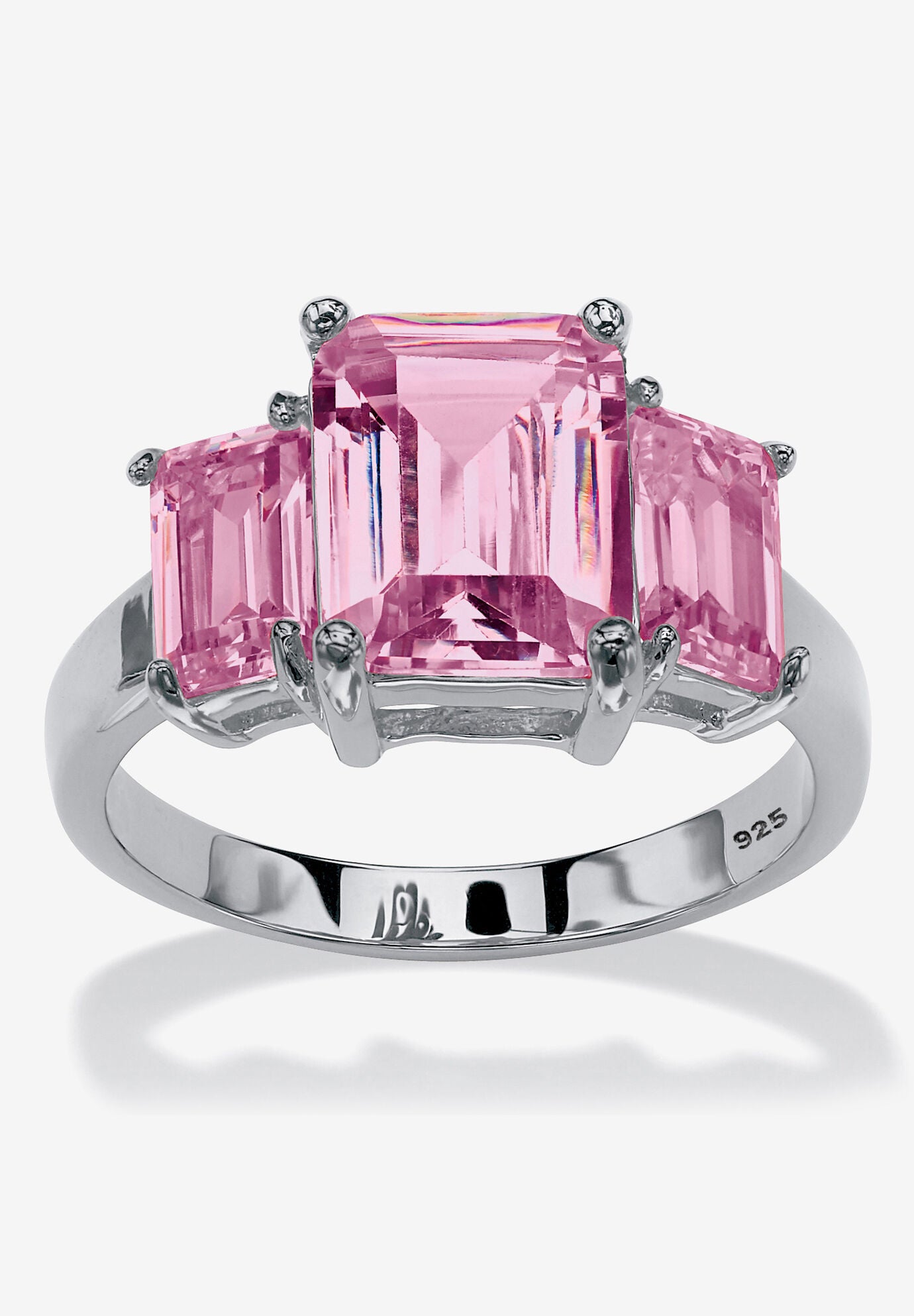 Simple Sterling Silver 3 Square Simulated Birthstone Ring, June ...