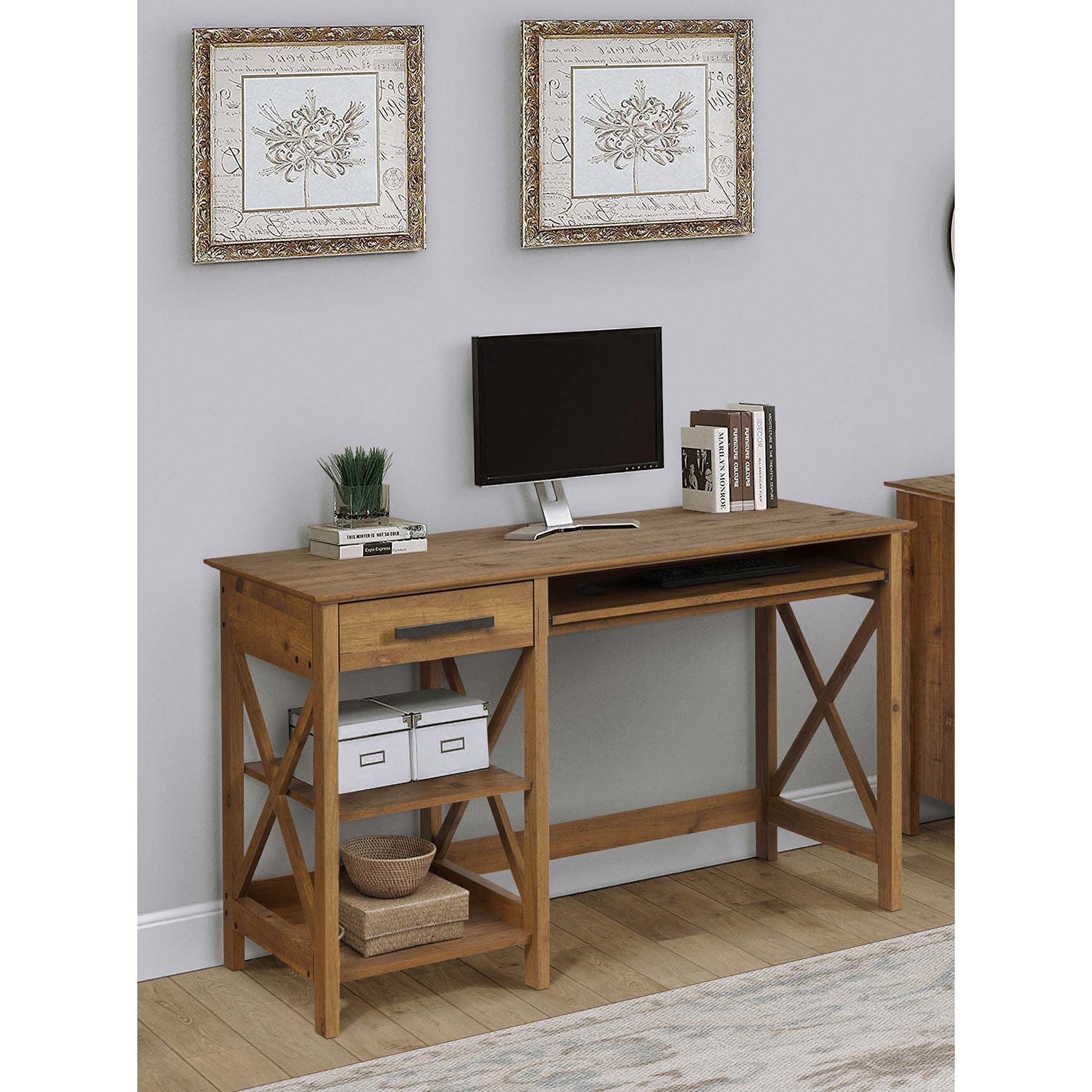 Austin Rustic Brown 47-Inch Writing Desk With 1 Laptop Credenza And 1 ...