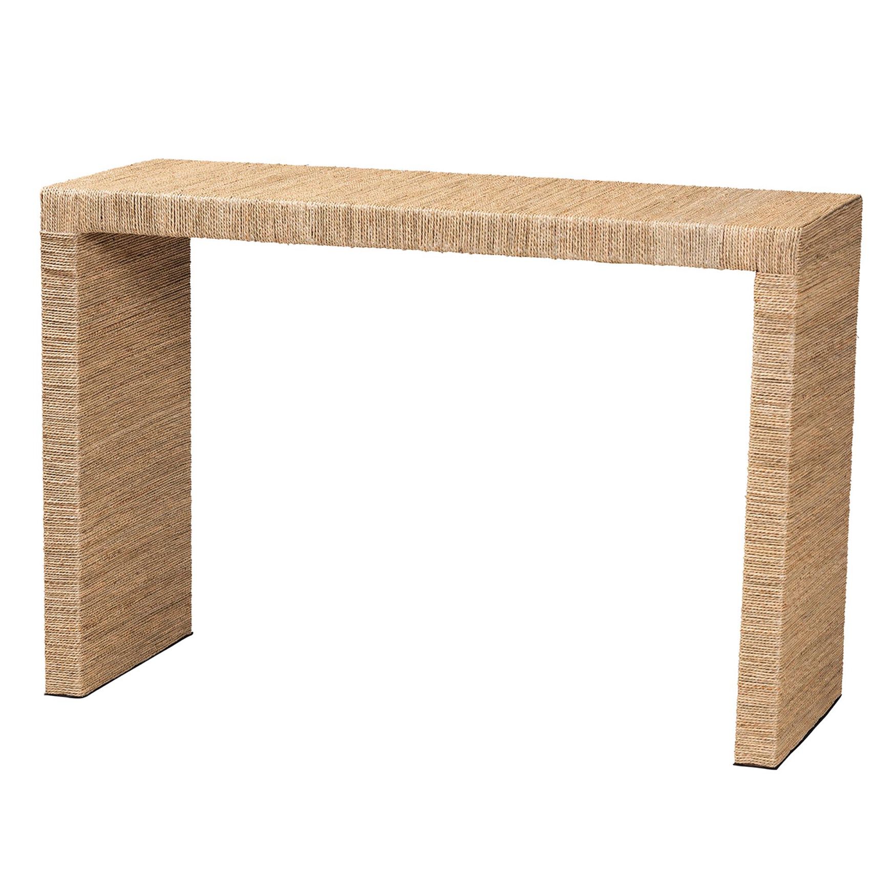 Simple Colandra Modern Bohemian Natural Brown Seagrass And Wood Console ...