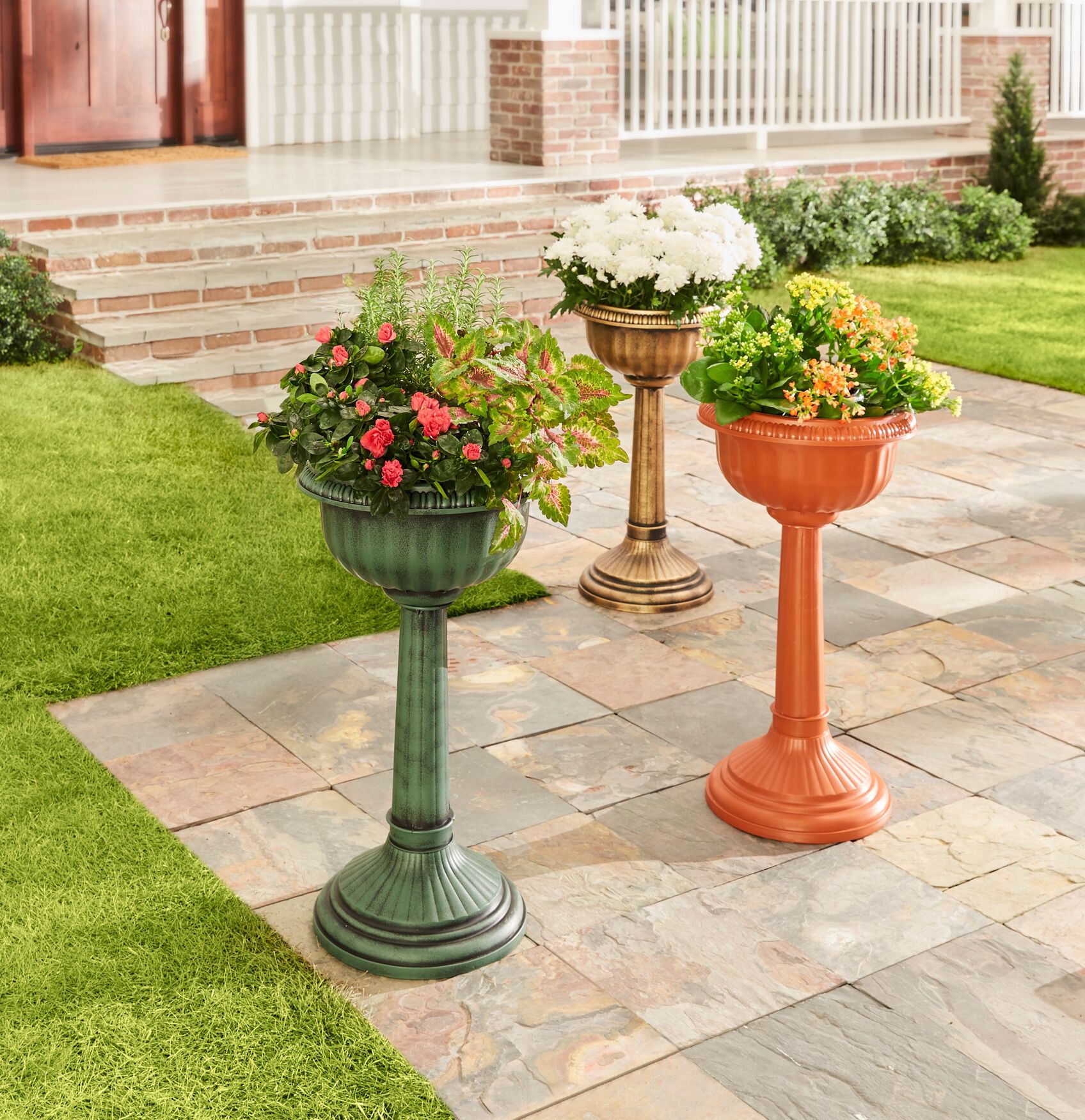 Traditional 27" Tall Column Urn Planter, Terracotta | Brylane Home