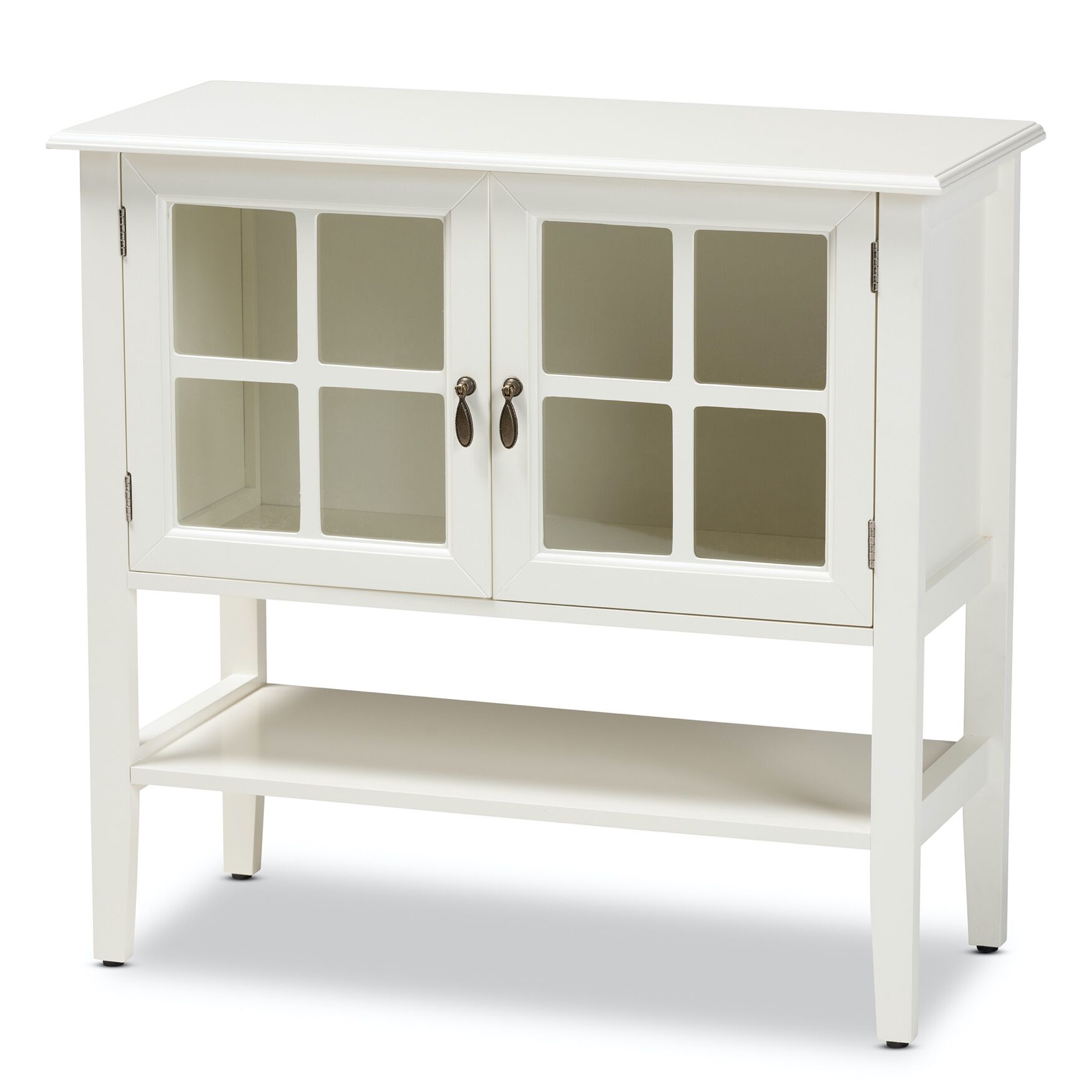 Simple Chauncey Wood And Glass 2-Door Kitchen Storage Cabinet Furniture ...