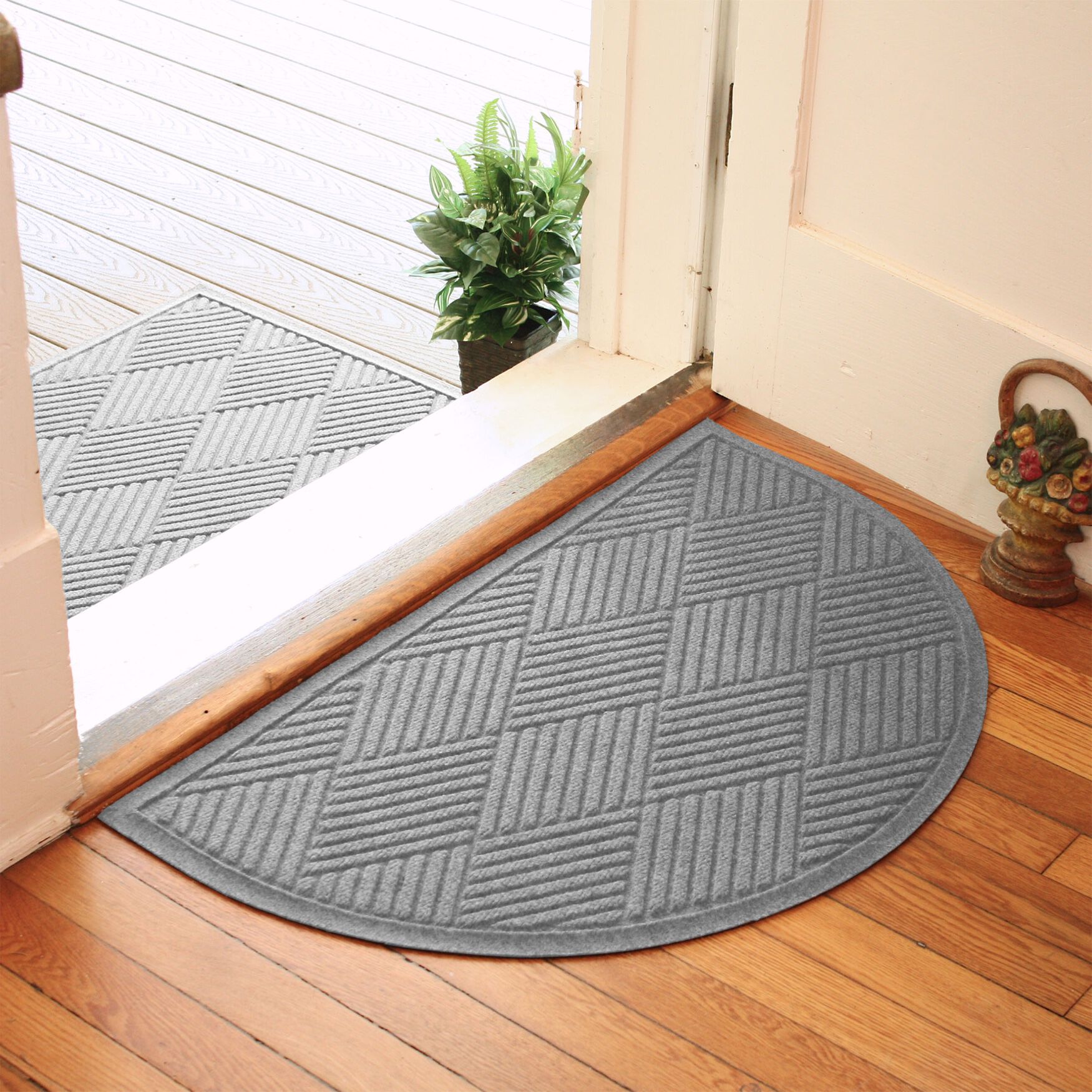 WaterHog Diamonds Indoor/Outdoor Half Round Door Mat | Brylane Home