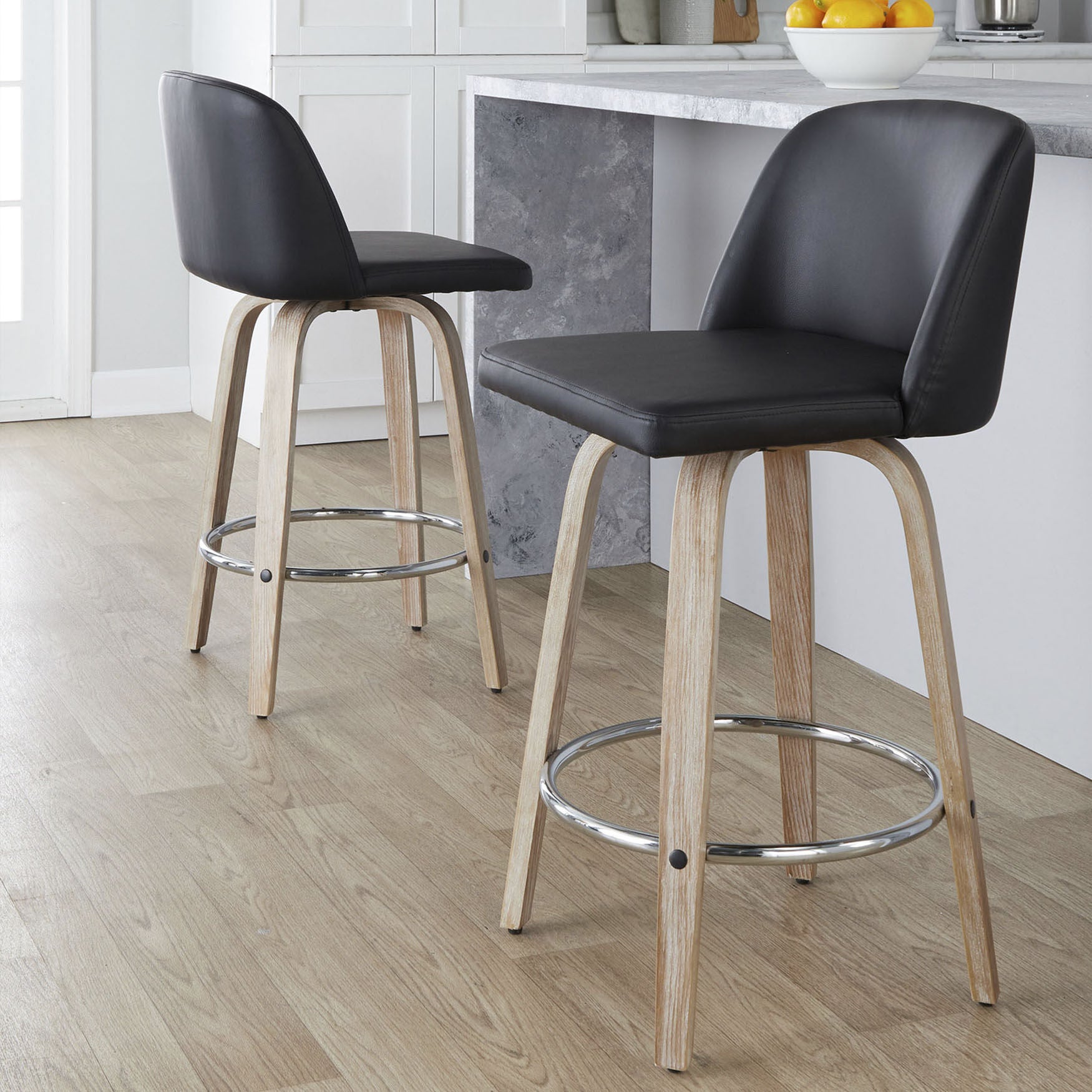 Simple Toriano 26" Fixed-Height Counter Stool - Set Of 2, Blue Gold | Brylane Home