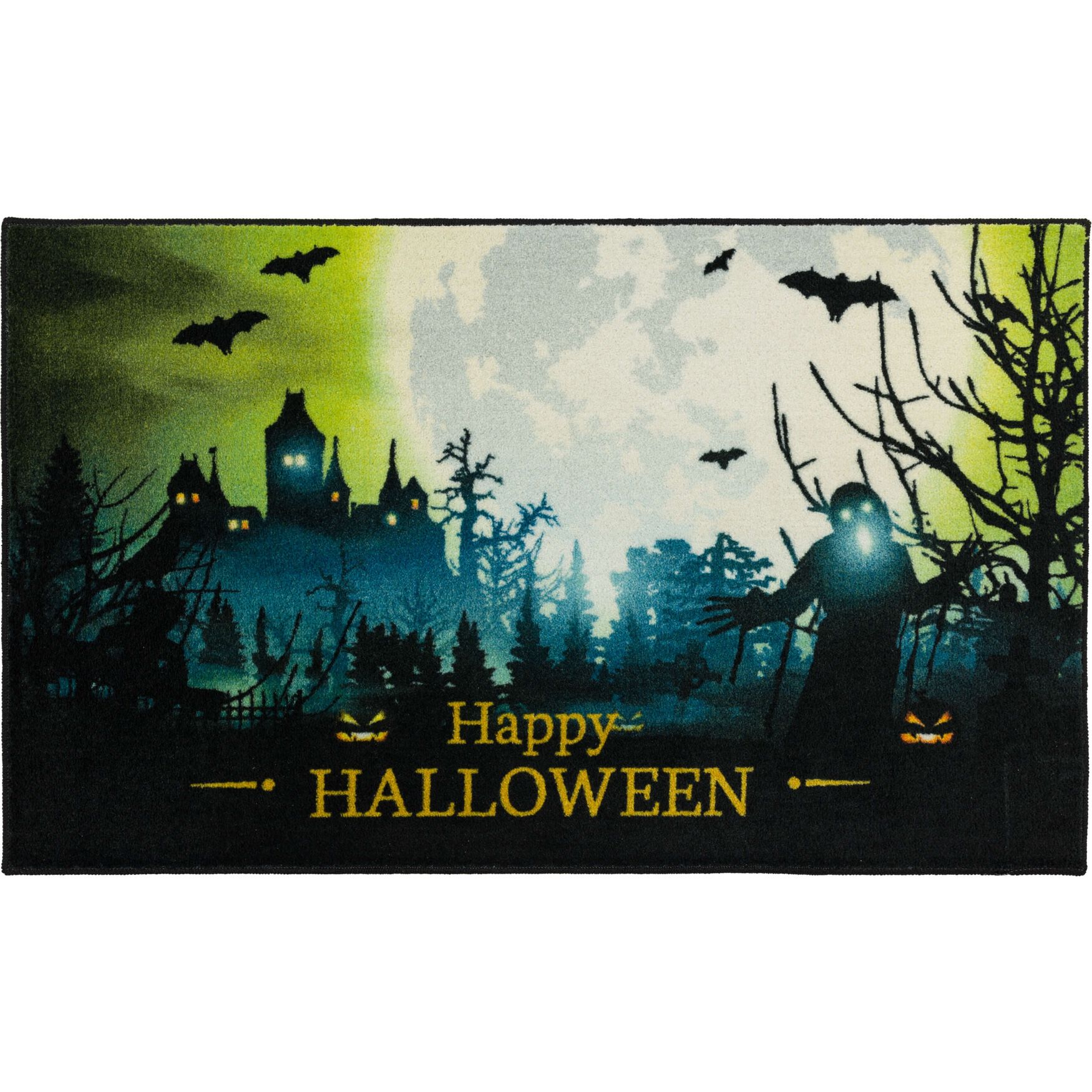 Seasonal Glowy Spook Green Kitchen Rug, 4495909 | Brylane Home