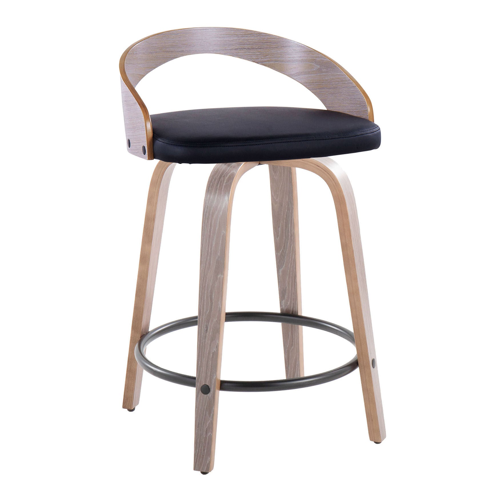 Seasonal Grotto 24" Fixed-Height Counter Stool - Set Of 2, Light Gray Black | Brylane Home
