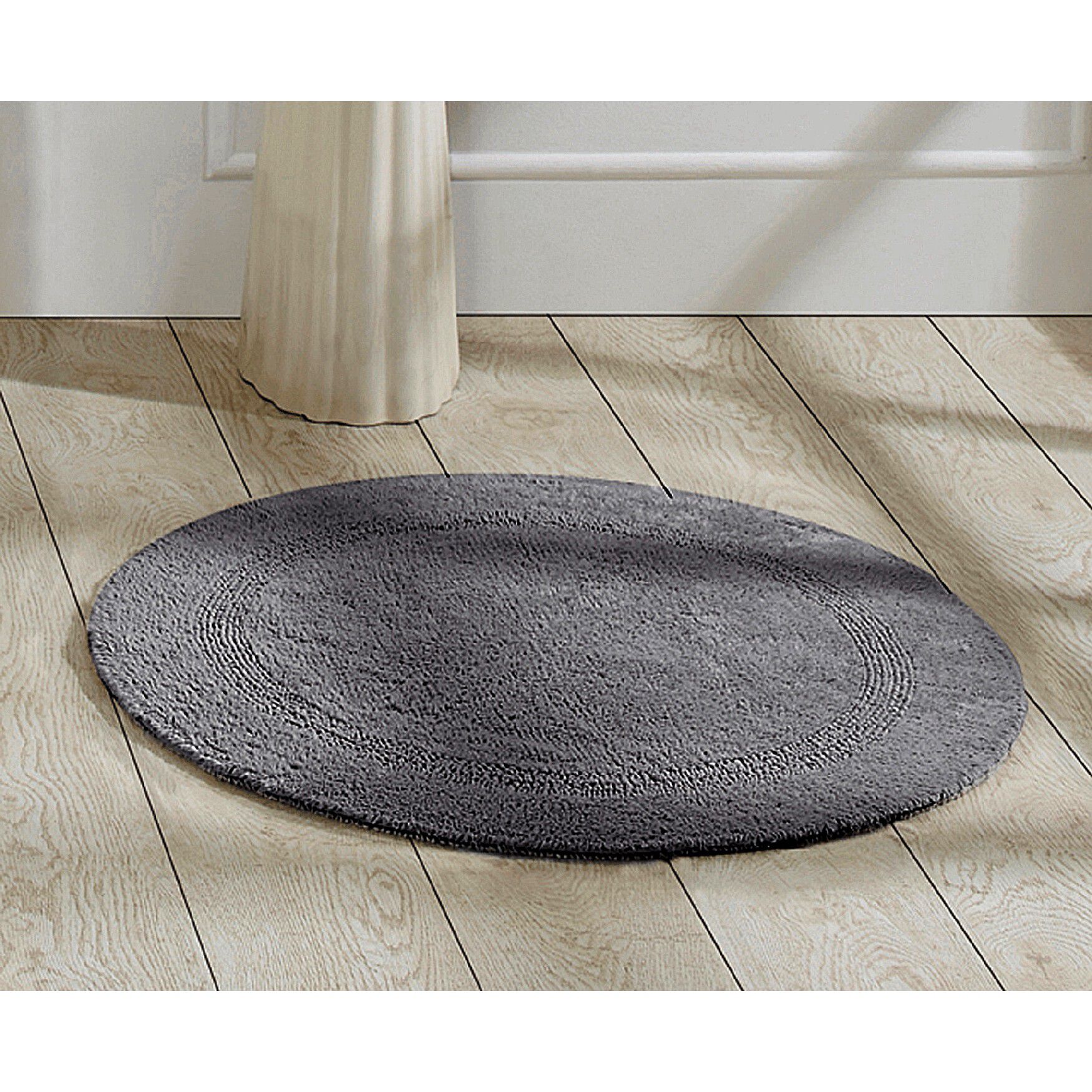 Simple Lux Collections Bath Mat Rug 30" Round, Gray | Brylane Home