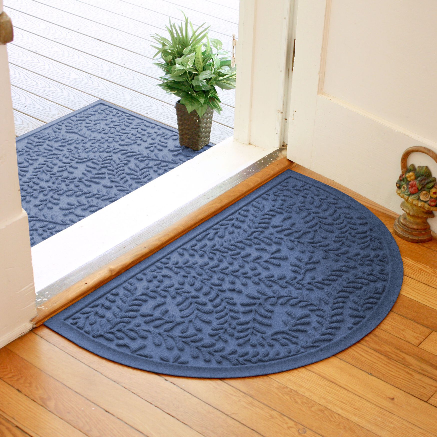 Simple WaterHog Boxwood Indoor/Outdoor Half Round Door Mat, Camel ...