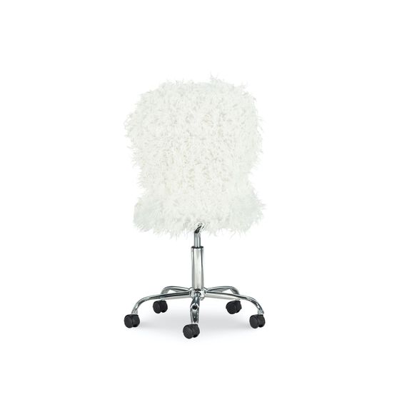 Fulton Faux Flokati Office Chair White | Brylane Home