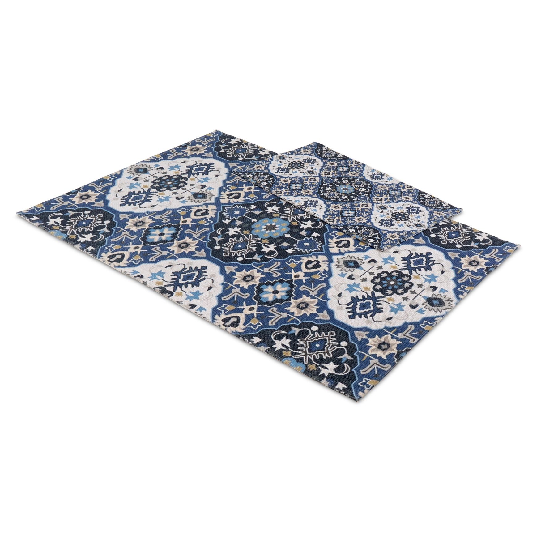 Traditional Milan Washable Rug, Spice Blue | Brylane Home