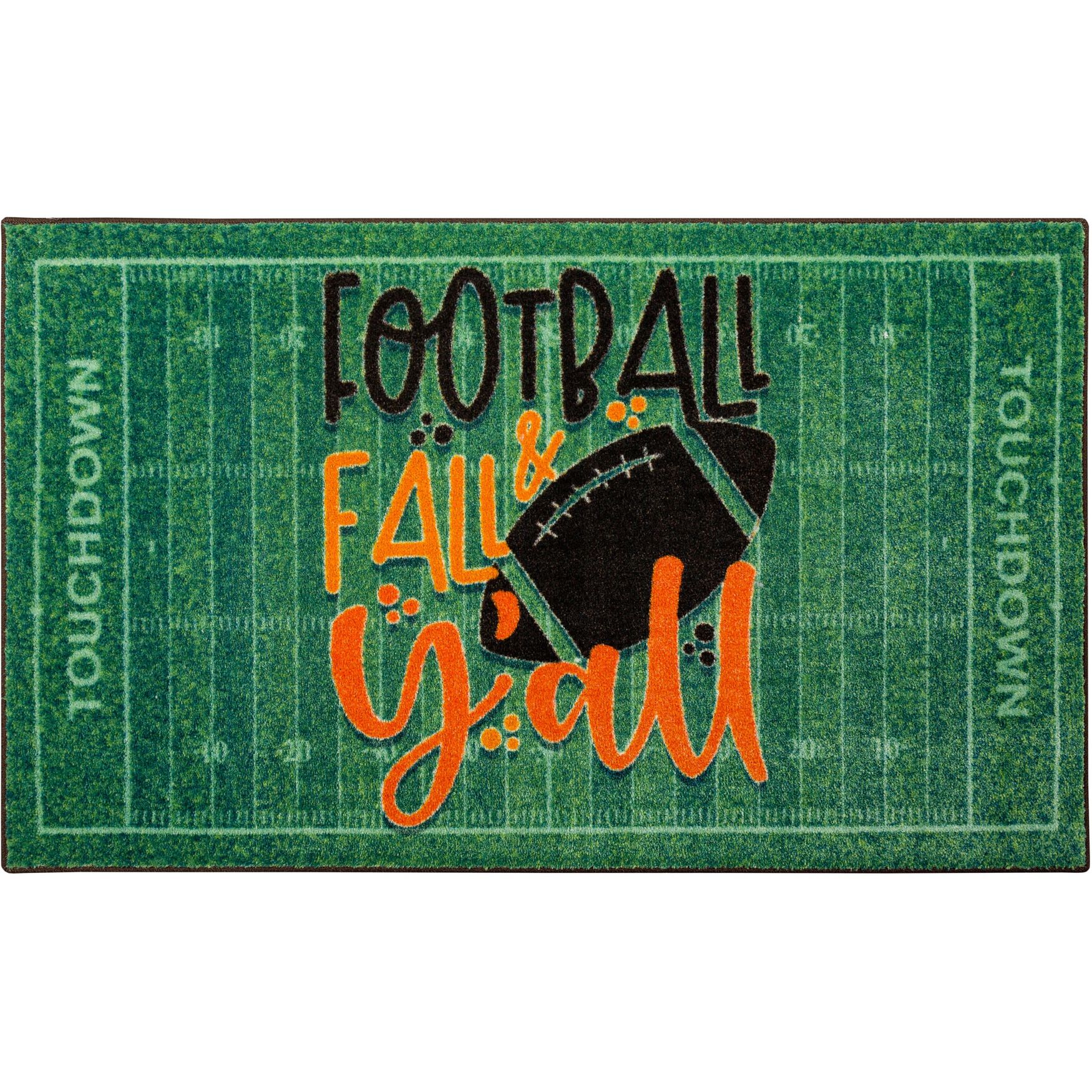 Seasonal Football & Fall Yall Kitchen Rug, Green | Brylane Home