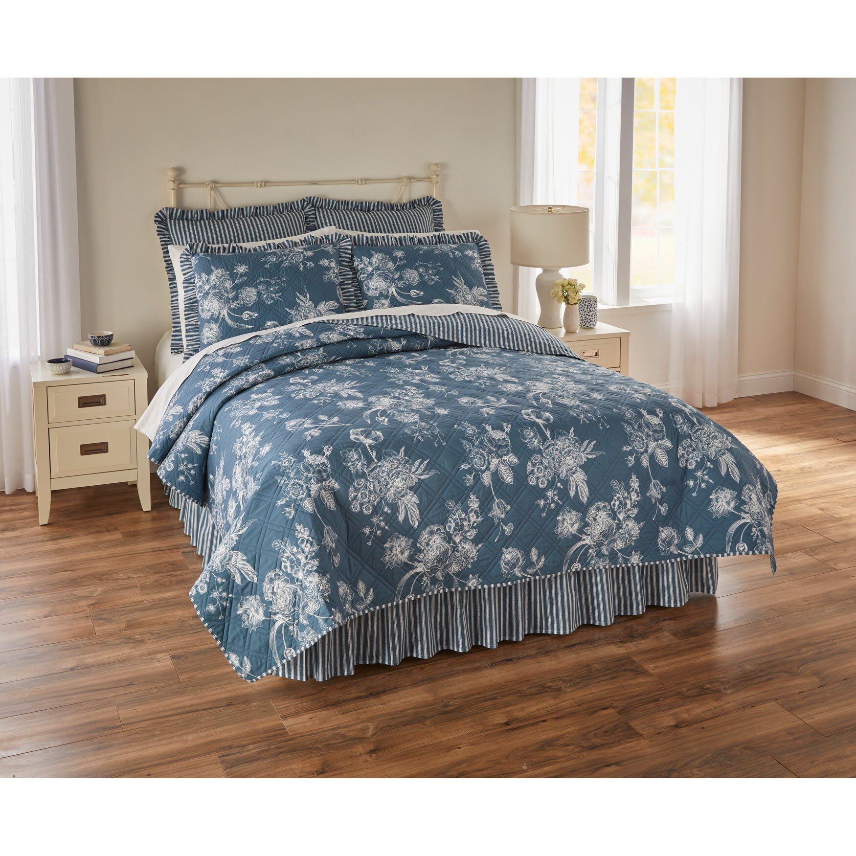 Traditional Frances 6-Pc. Quilt Set, Blue | Brylane Home