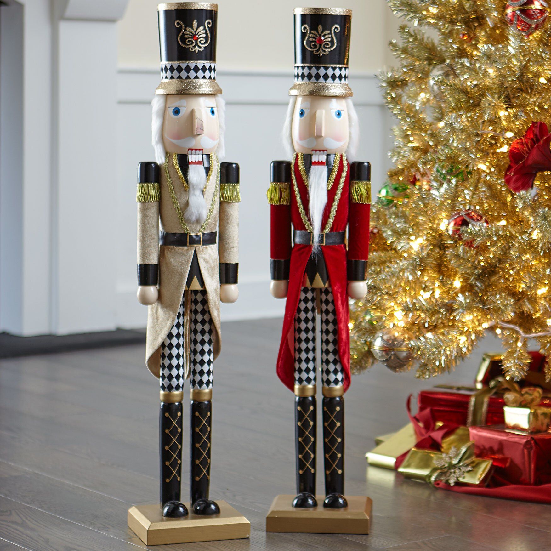 Seasonal 36"H Wooden Nutcracker, Gold | Brylane Home