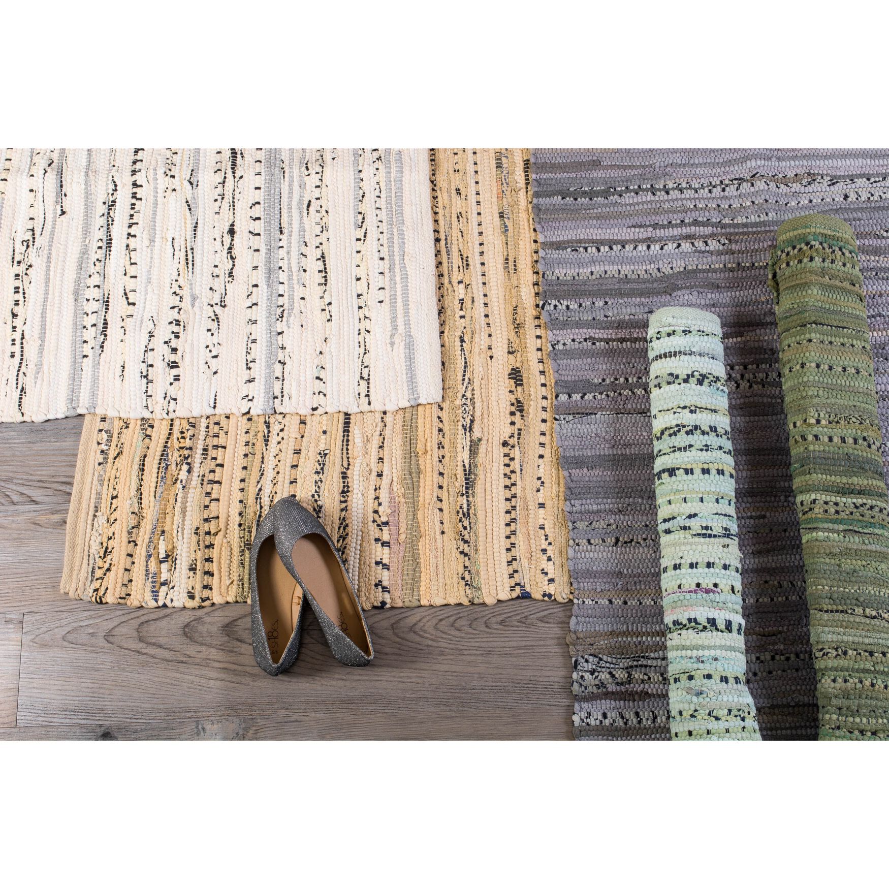 Seasonal Multi Color Gray Rag Rug 2Ft 3In X 6Ft, 4438294 | Brylane Home