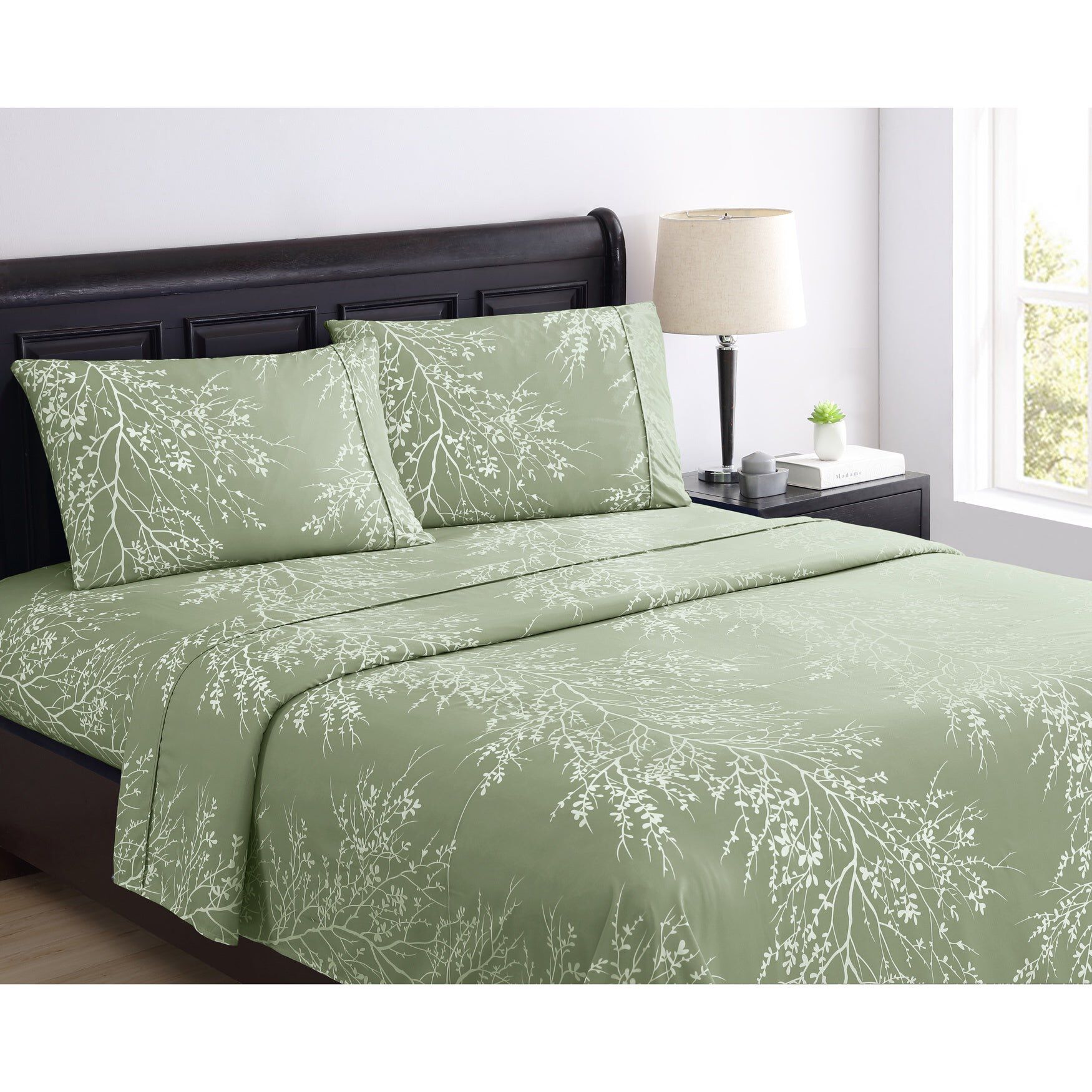Simple 4-PC Foliage Sheet Set, Blue | Brylane Home
