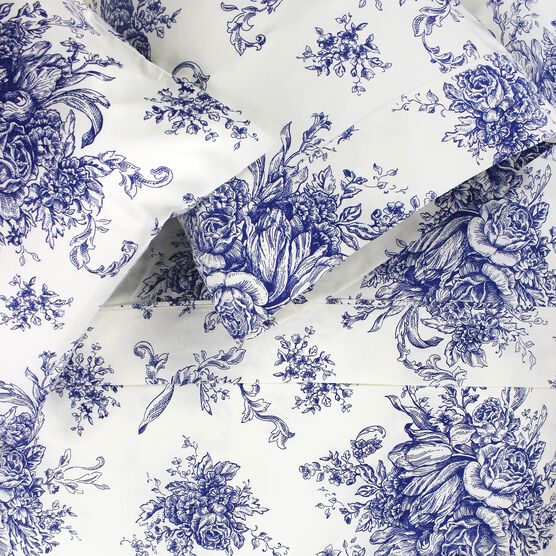 Toile Cotton Sheet Set, Navy | Brylane Home