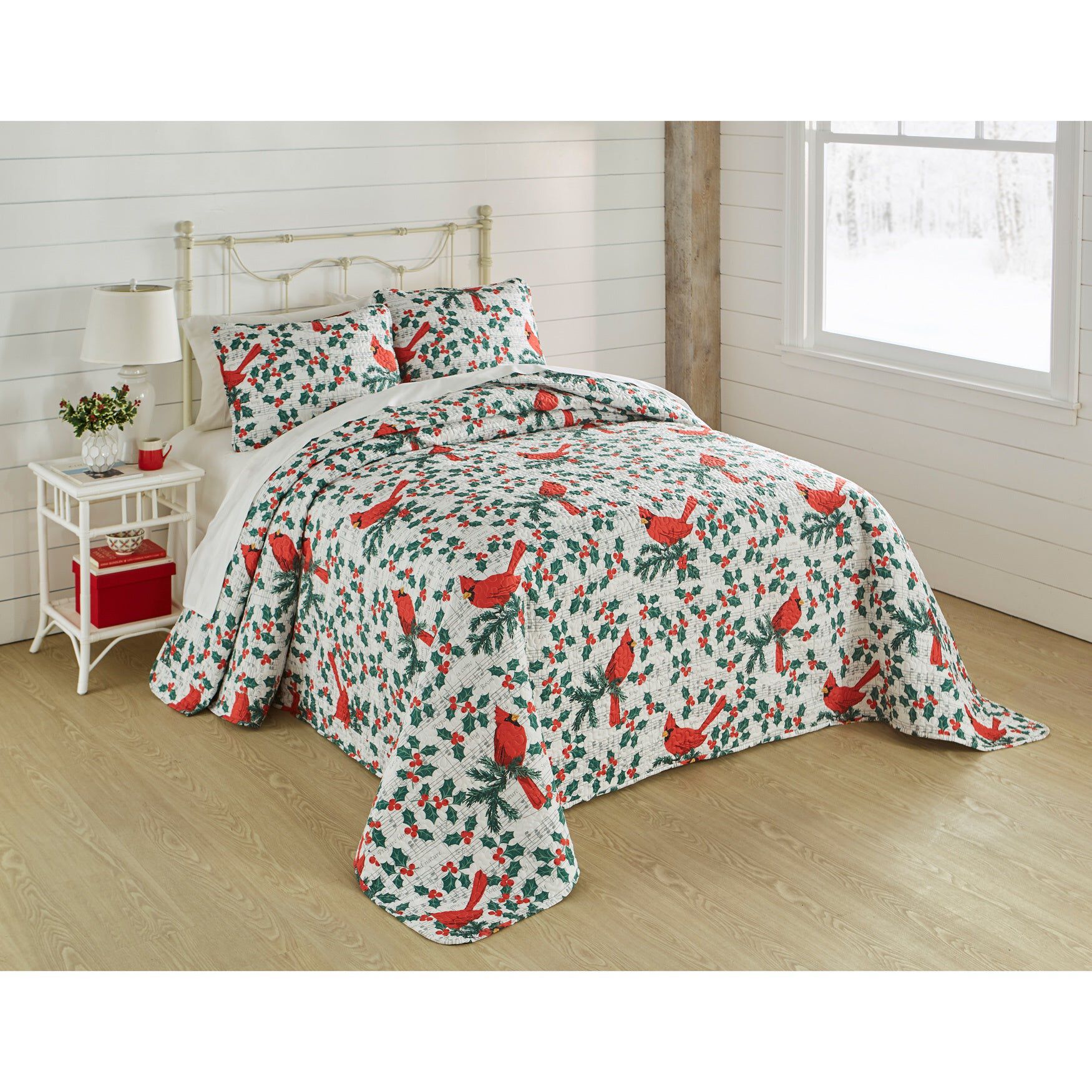 Seasonal 3-Pc. Microfleece Christmas Bedspread Set, Cardinal | Brylane Home