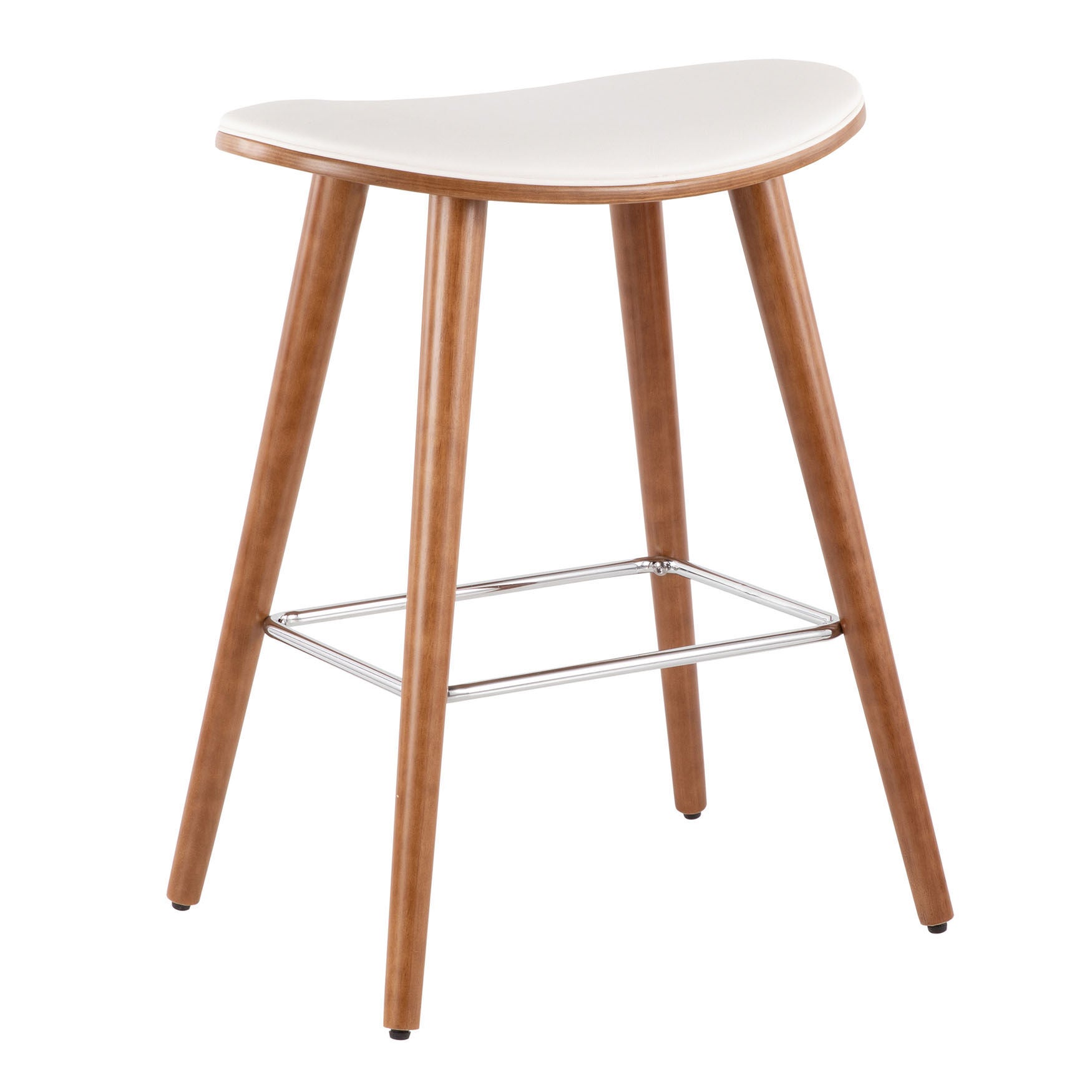 Simple Saddle 26" Mid-Century Modern Counter Stool - Set Of 2, White ...