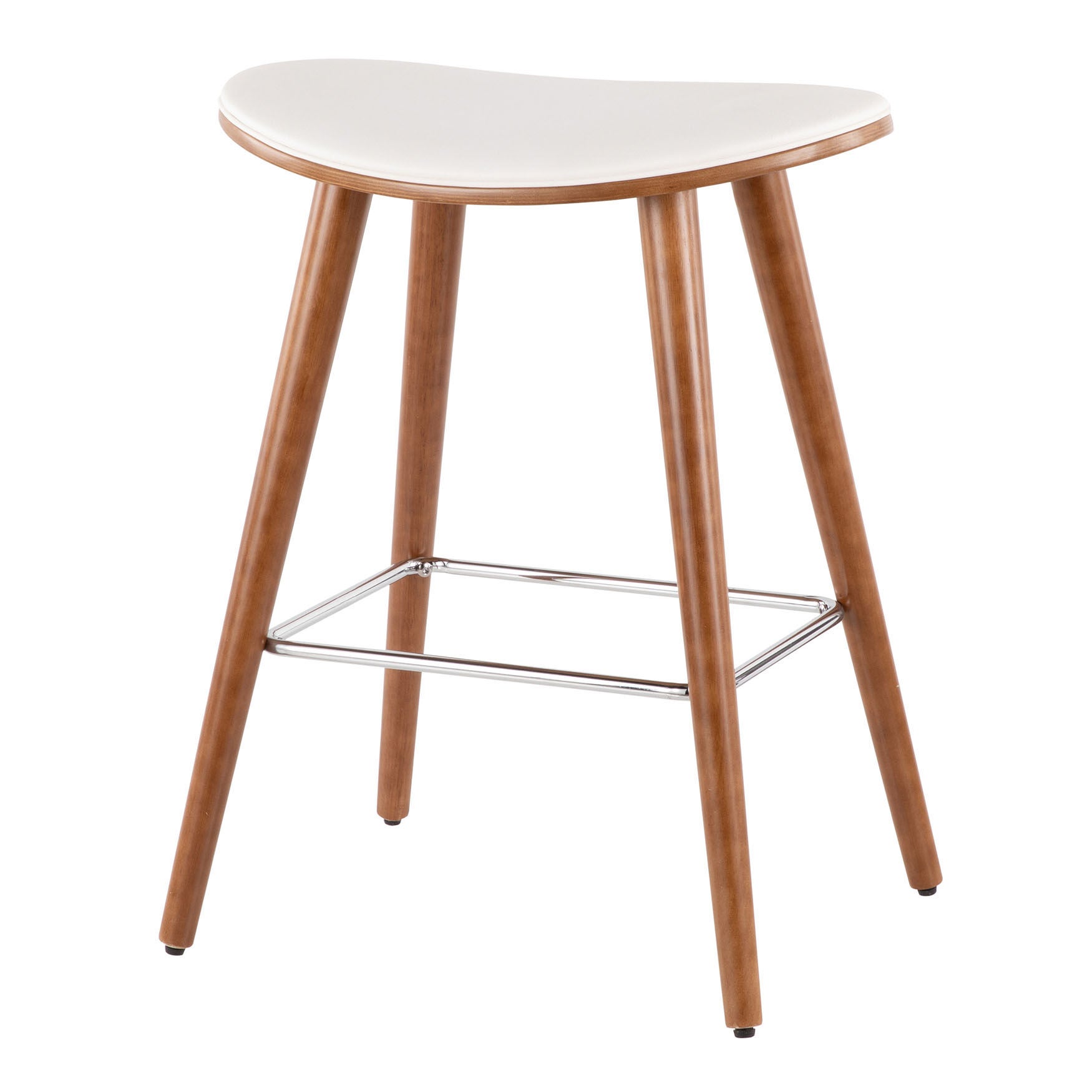 Simple Saddle 26" Mid-Century Modern Counter Stool - Set Of 2, White ...