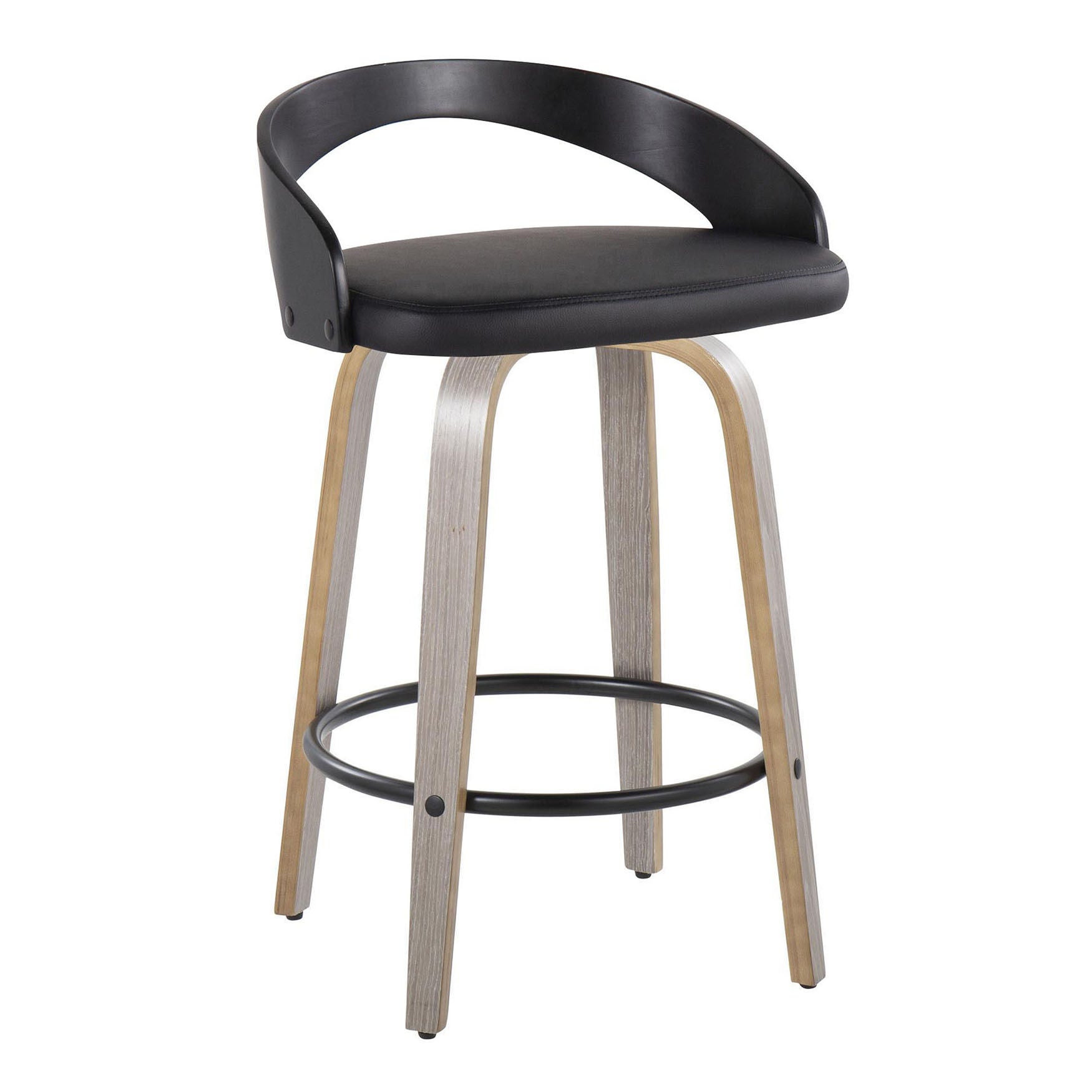 Simple Grotto 26" Fixed-Height Counter Stool - Set Of 2, Light Gray Black Black | Brylane Home