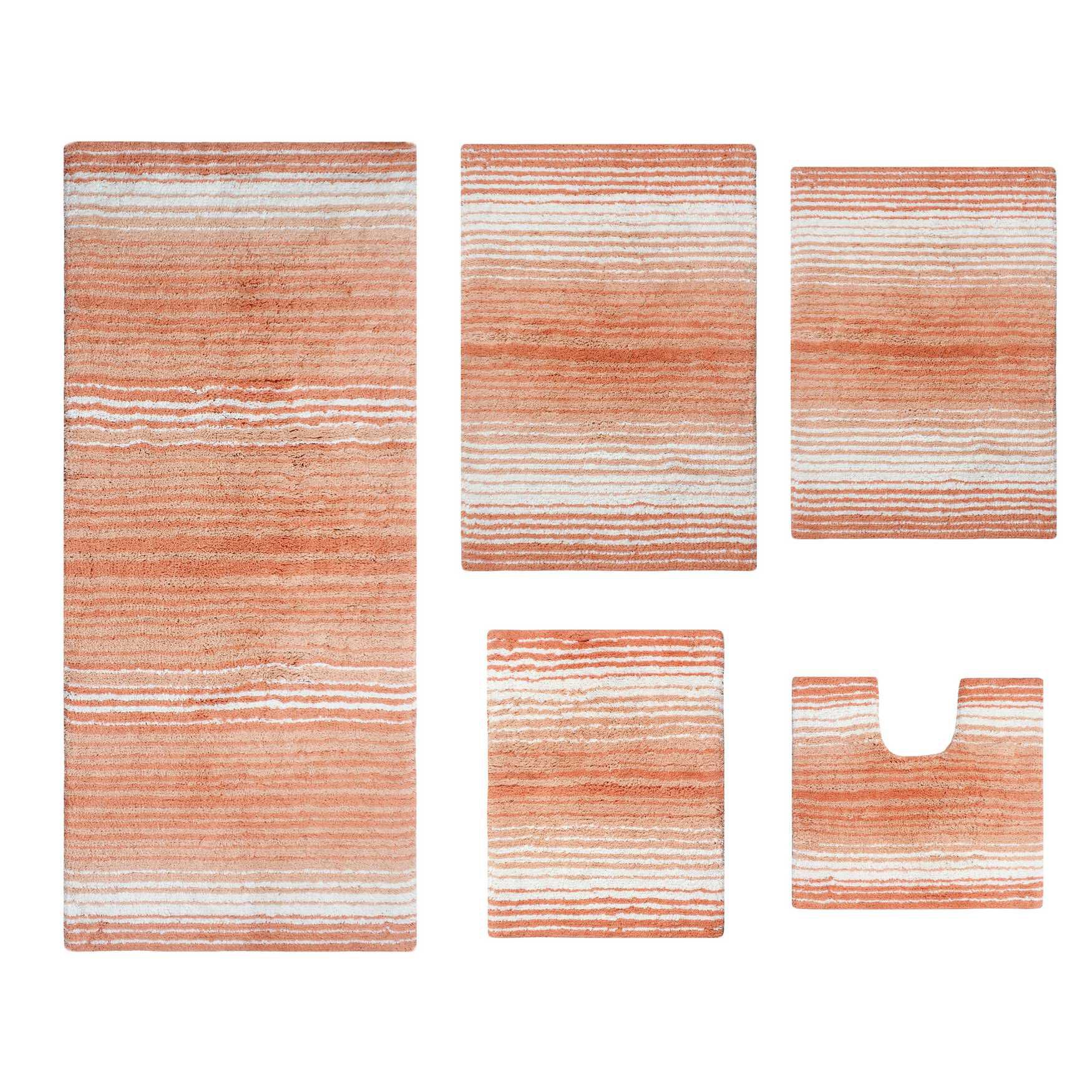 Affordable Gradiation 5 Piece Set Bath Rug Collection, Coral | Brylane Home