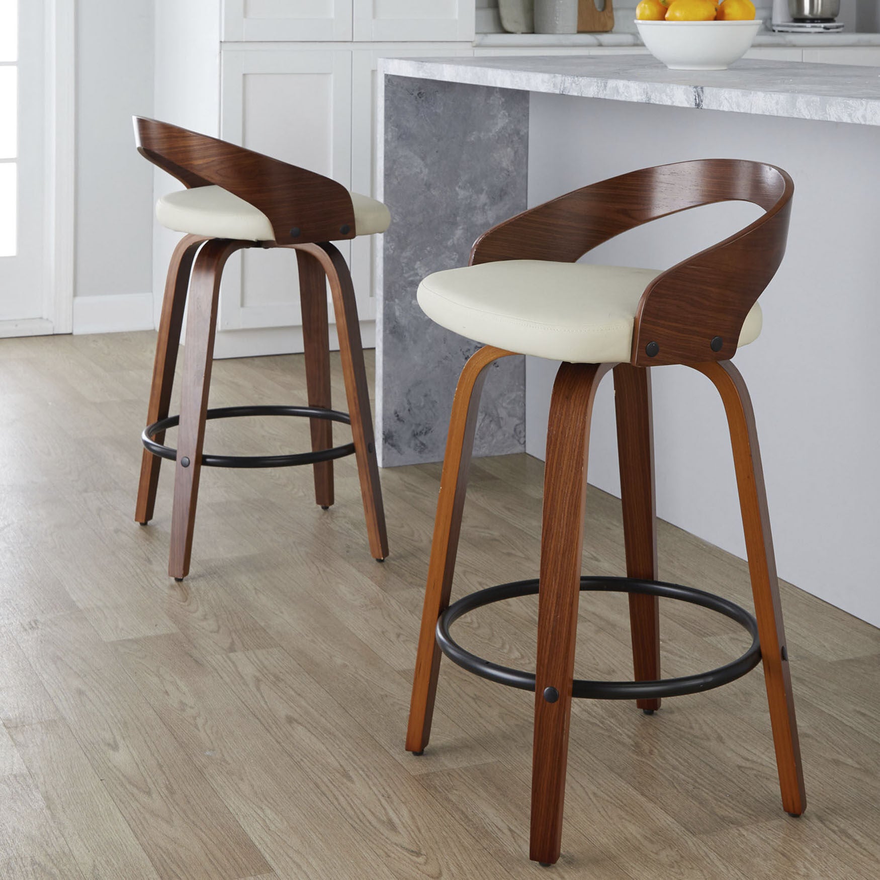 Simple Grotto 26" Fixed-Height Counter Stool - Set Of 2, Light Gray ...