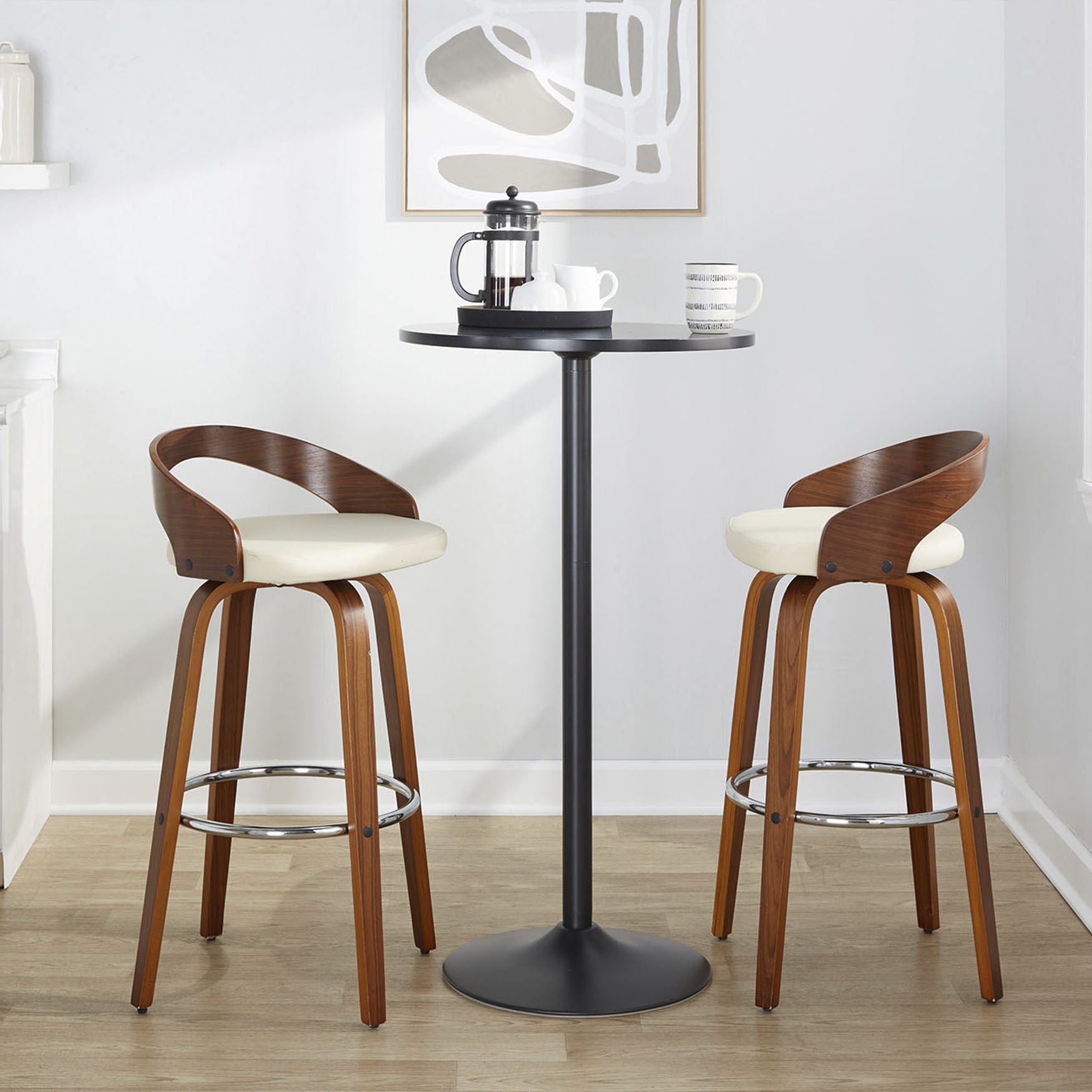 Simple Grotto 30" Fixed-Height Barstool - Set Of 2, Natural Black | Brylane Home