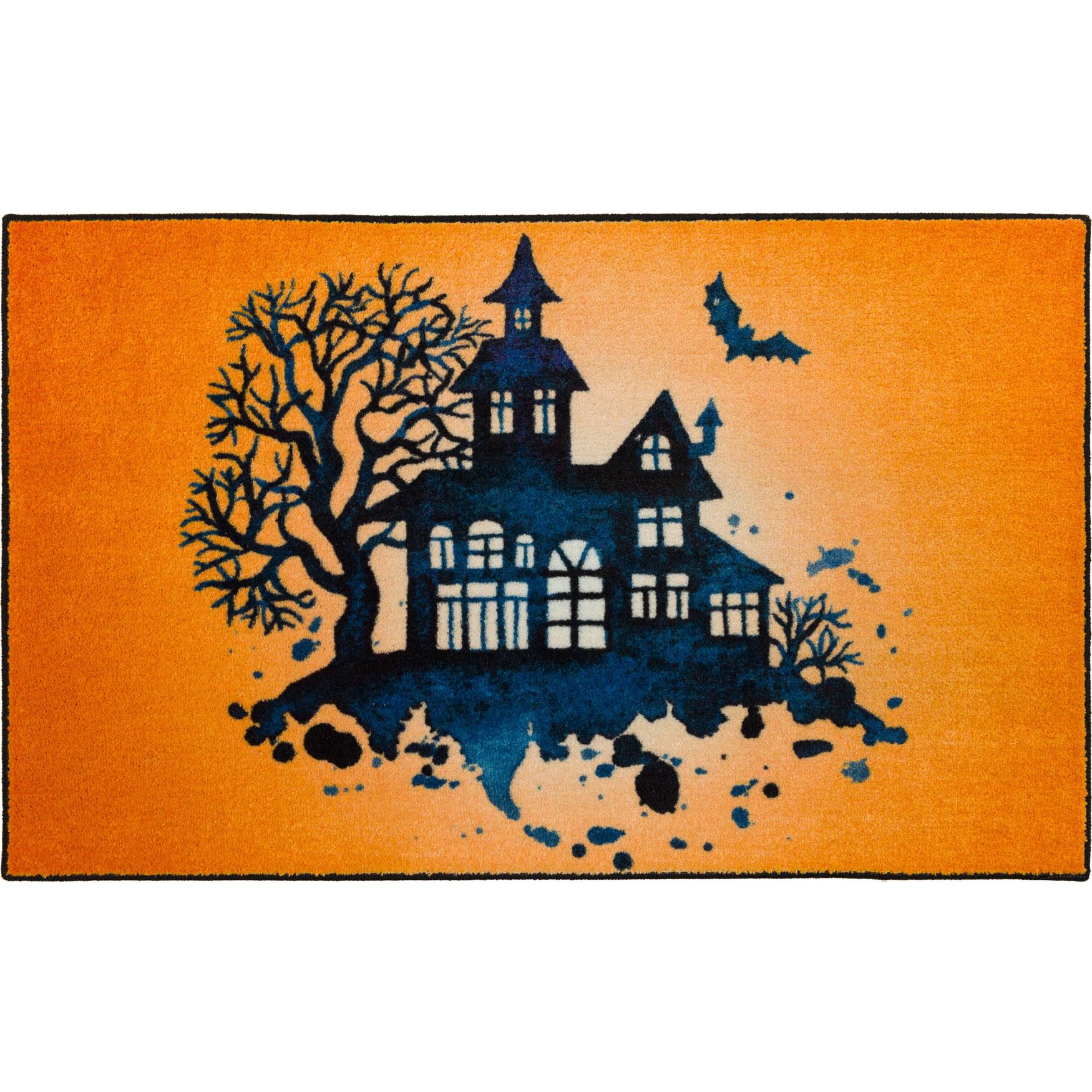 Haunted Silhouette Orange Kitchen Rug | Brylane Home