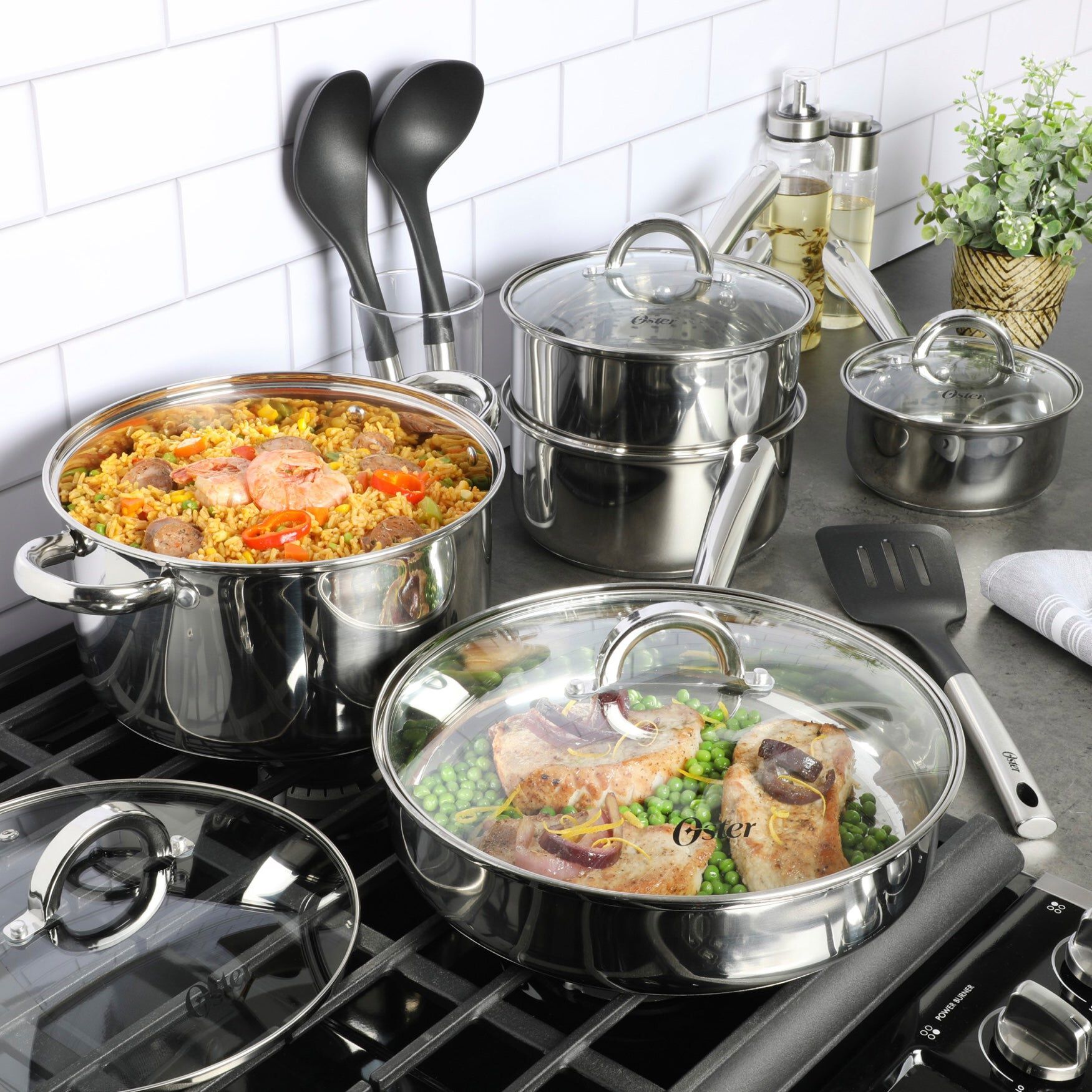 12-Piece Stainless Steel Cookware & Kitchen Tool Set | Brylane Home