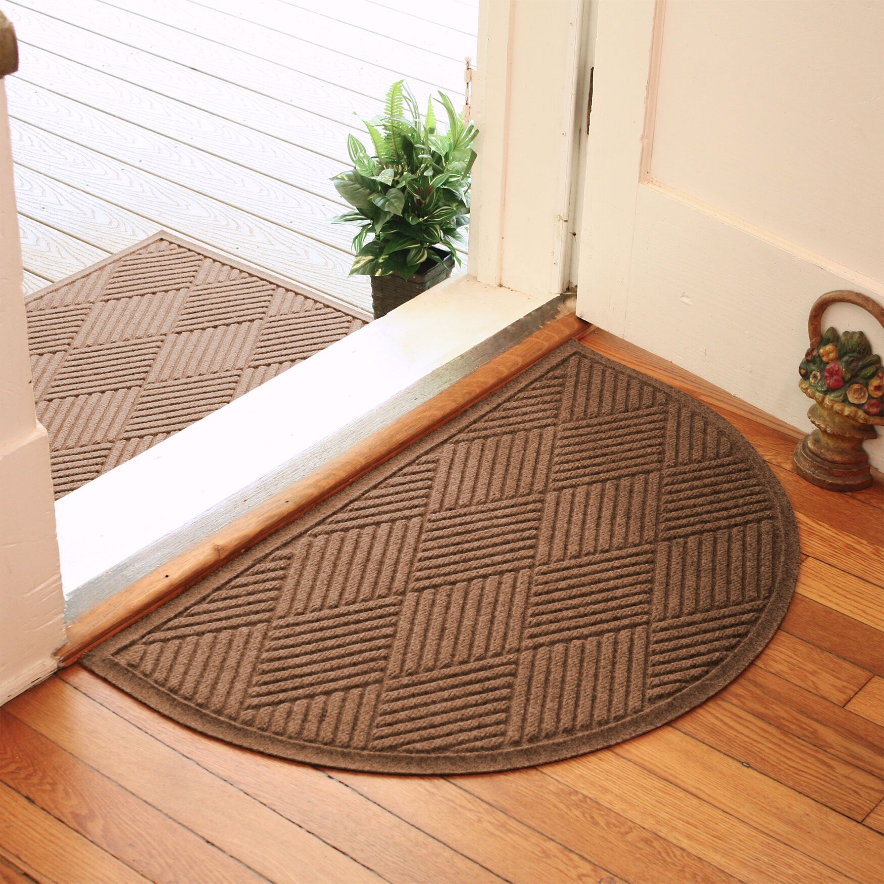 WaterHog Diamonds Indoor/Outdoor Half Round Door Mat | Brylane Home